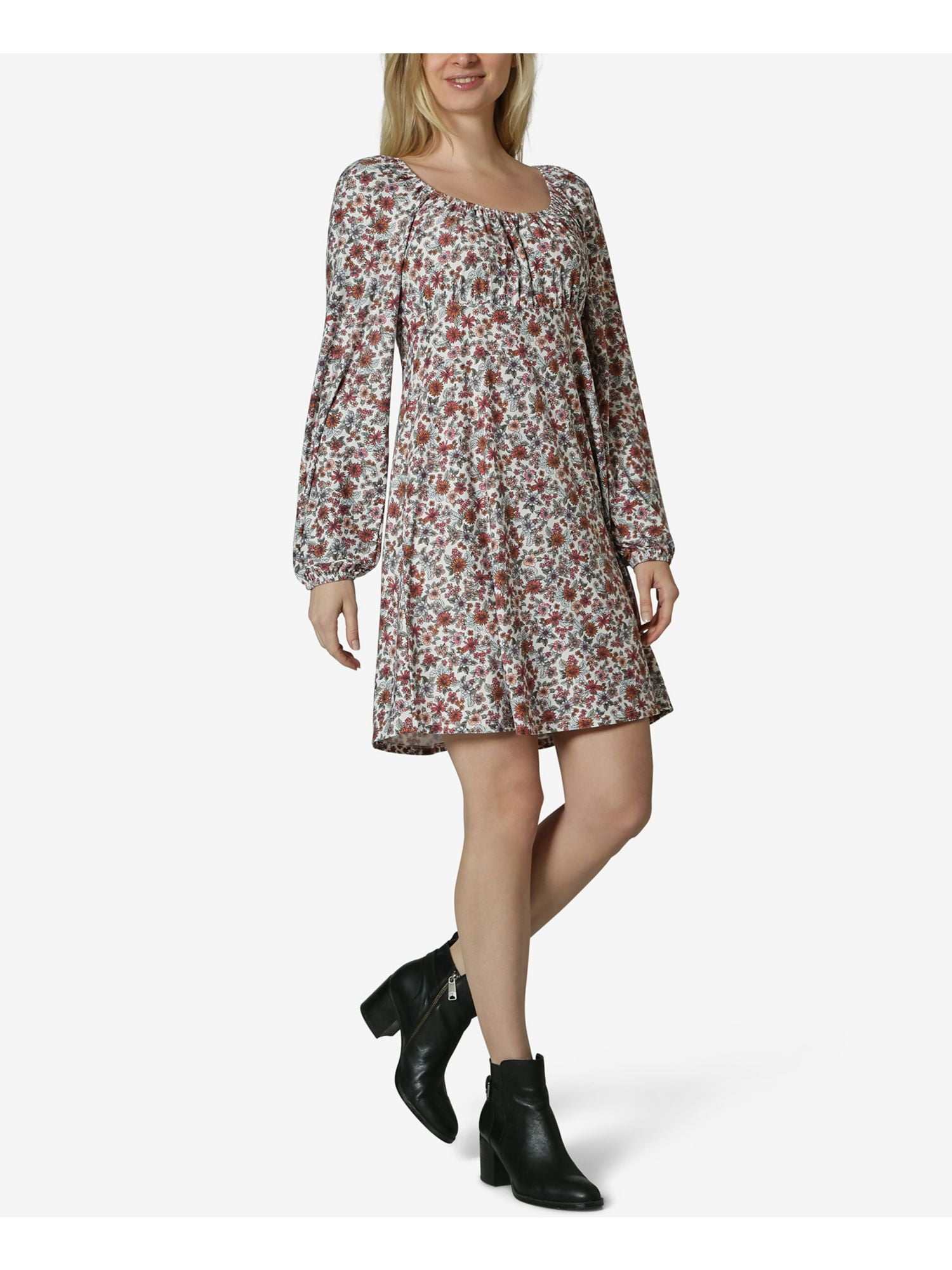 ULTRA FLIRT Womens White Floral Raglan Sleeve Scoop Neck Short Baby ...