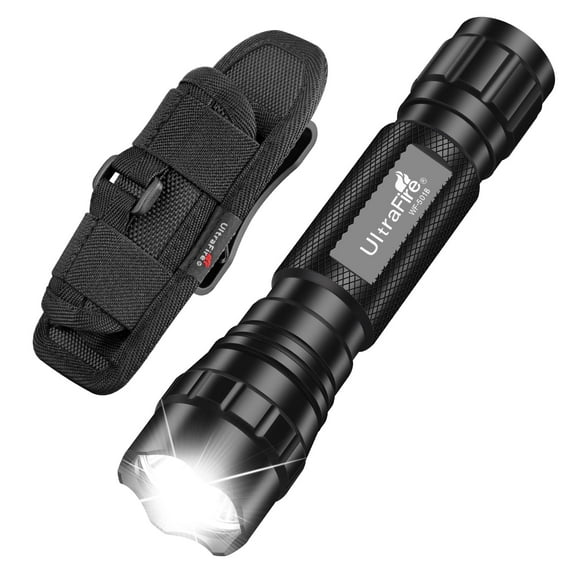 ULTRAFIRE Tactical Flashlight with Holster, Single Mode LED Flashlight ...