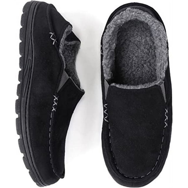 ULTRAIDEAS Mens Moccasin Fuzzy Slippers with Sherpa Fleece Lining ...