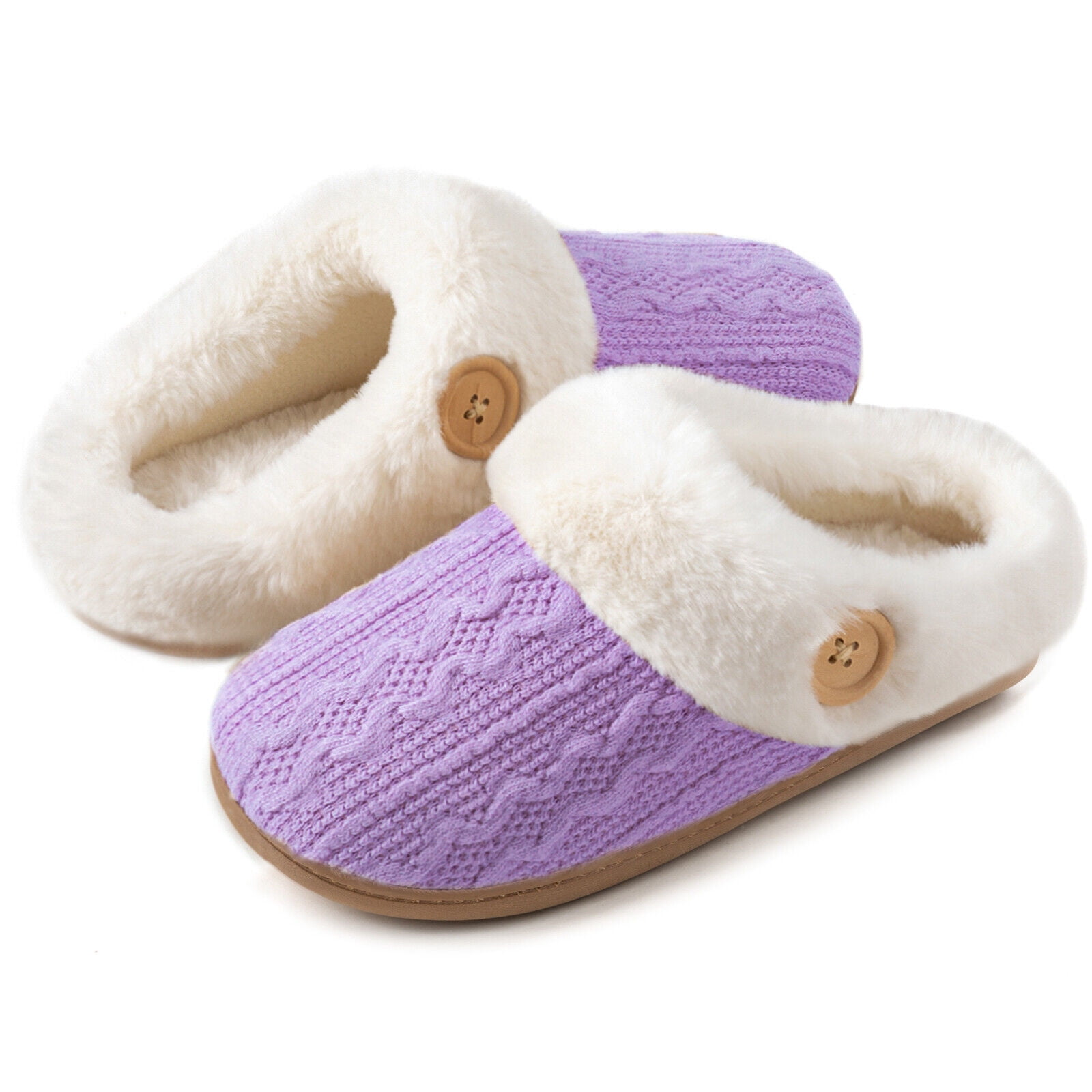ULTRAIDEAS Women's Fuzzy Comfy Fleece Lined Winter Slippers with Memory Foam Warm Knit House ...