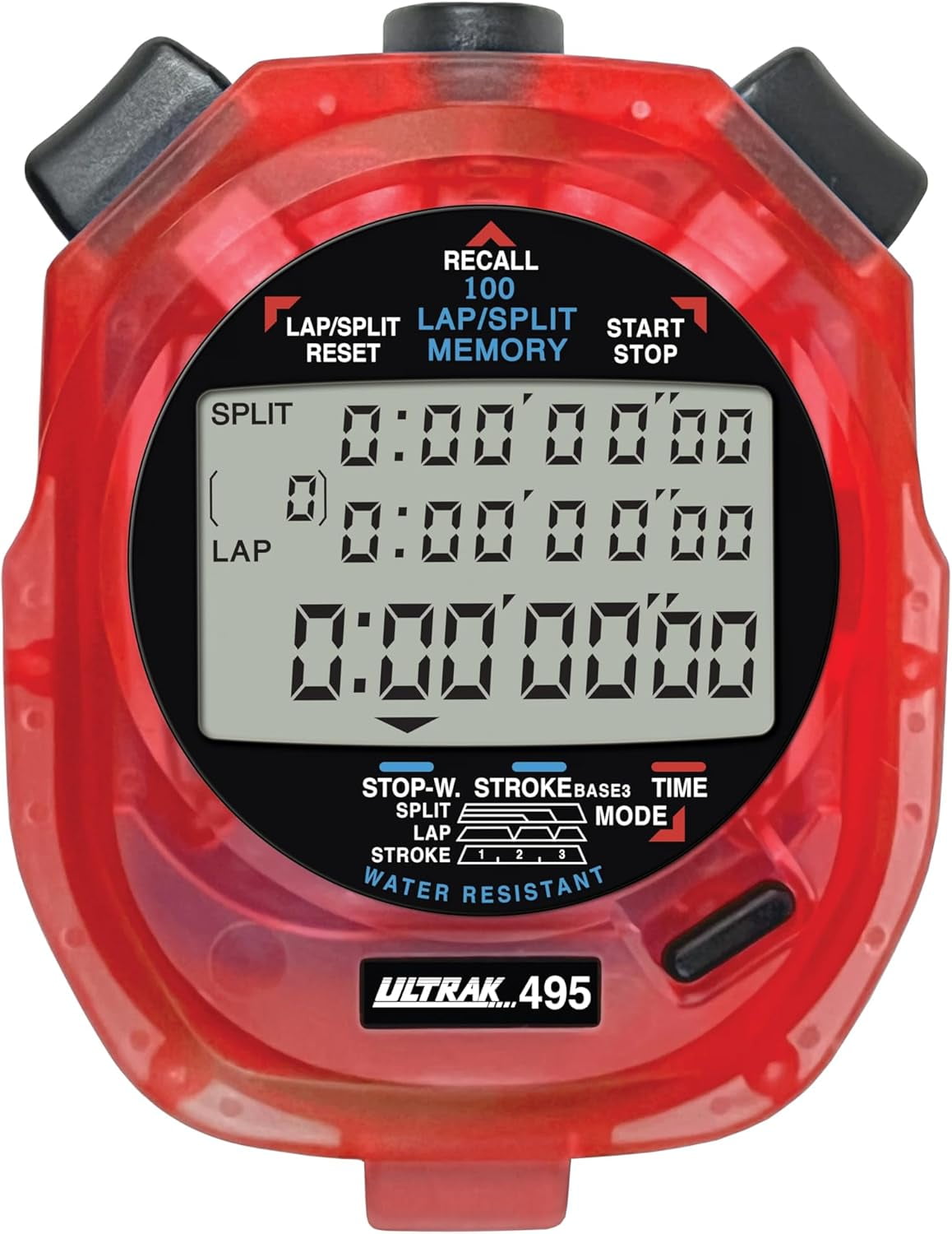 ULTRAK 495 Stopwatch – Red Professional 100-Lap Digital Timer ...