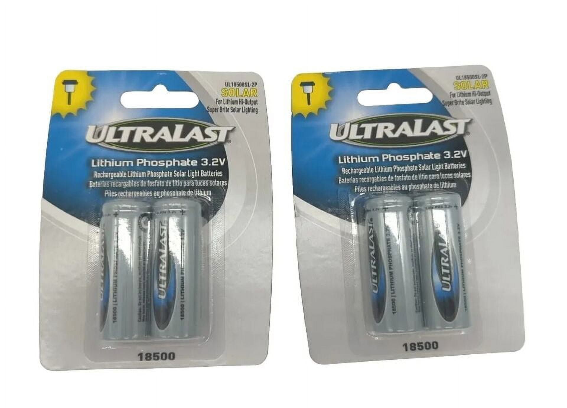 ULTRALAST High-Capacity 18500 LiFePO4 Batteries, 3.2V 1000mAh, 4-Pack ...