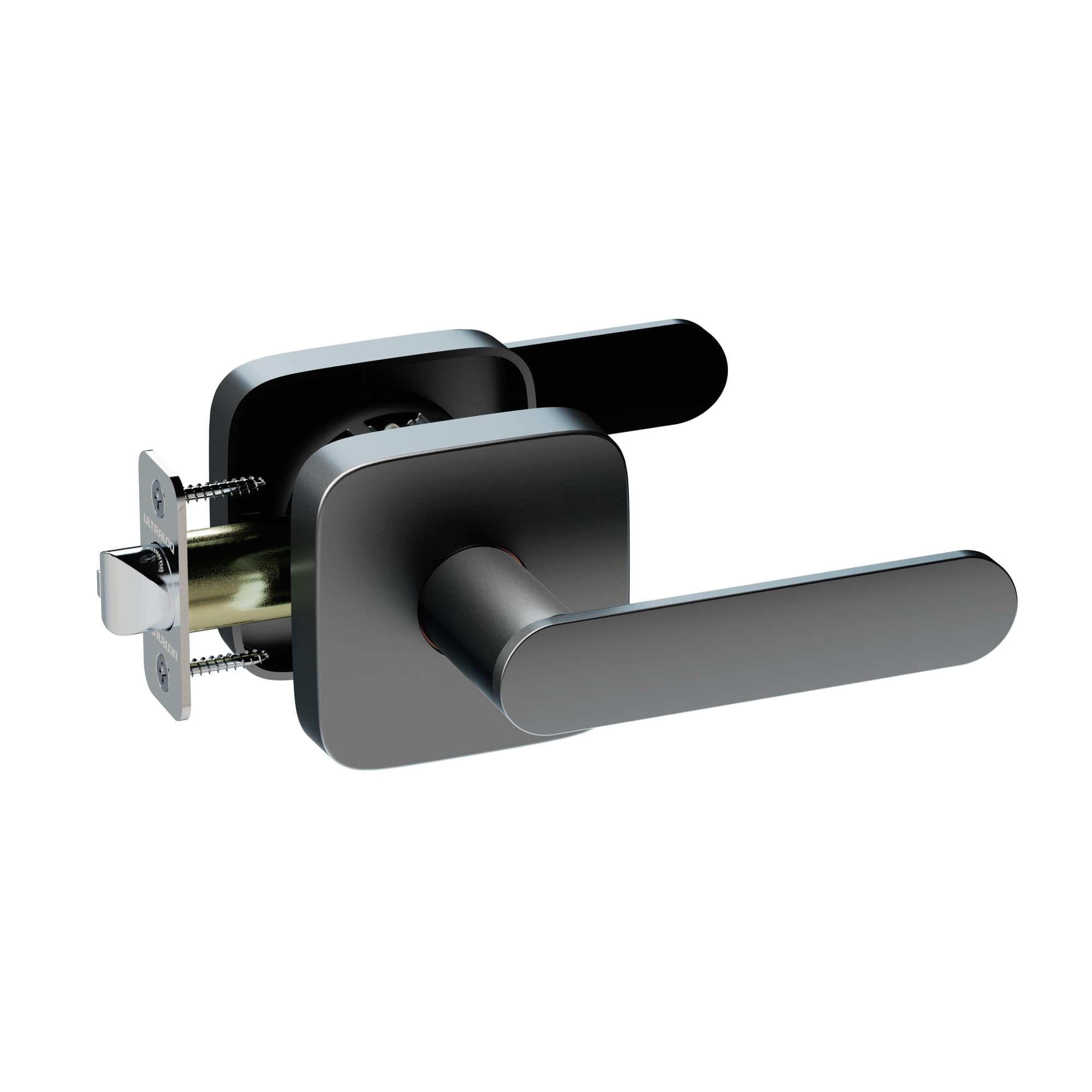ULTRALOQ Passage Lever Door Handle, Reversible Black Front Door Handle ...
