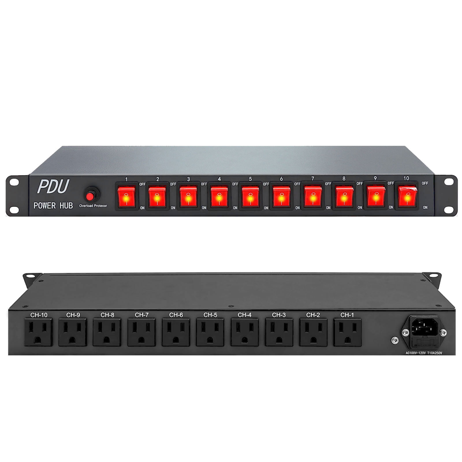 ULTRAPOE PDU Power Strip Surge Protector 10 Outlet 1U Network-Grade ...