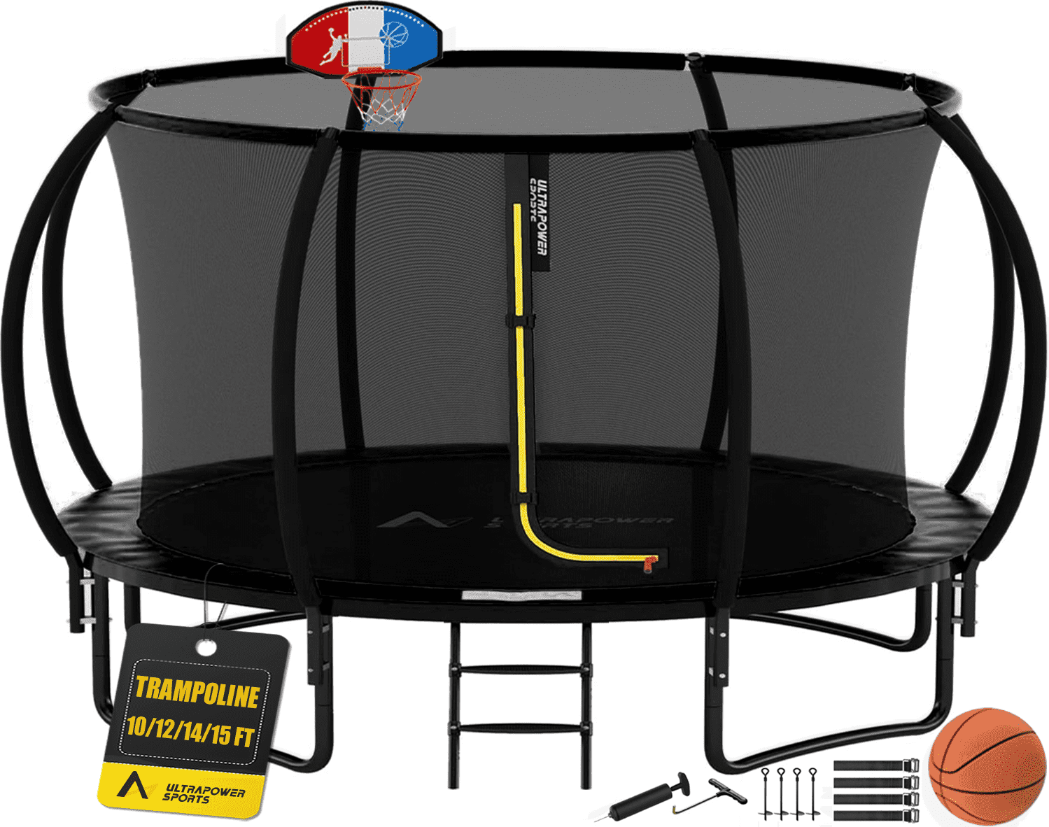10 FT Trampoline Outdoor, 10 FT Trampoline with Basketball Hoop ...