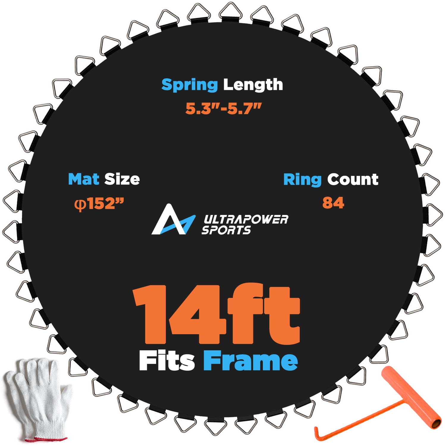 ULTRAPOWER SPORTS Trampoline Mat Replacement for 14 ft Frame, with 84 V ...