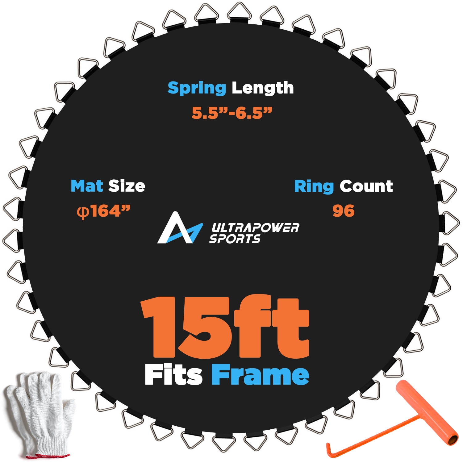 ULTRAPOWER SPORTS Trampoline Mat Replacement for 15 ft Frame, with 96 V ...