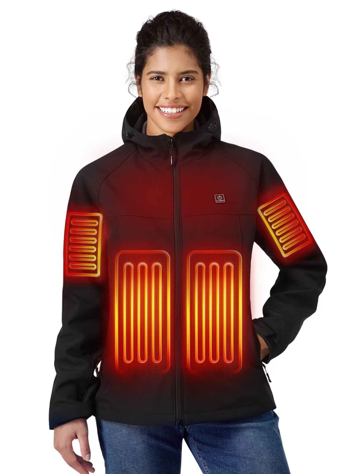 ULUSERN Women's Heated Jacket with 12V Power Bank, Large Heating ...