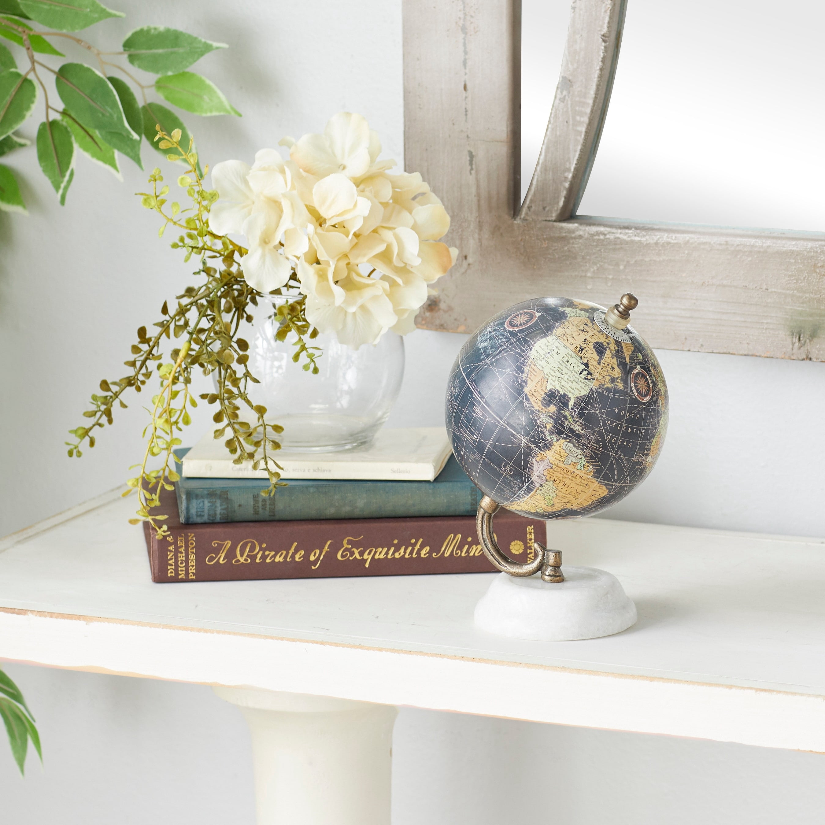 UMA Enterprises Teal, Black or White Marble Globe with Marble Base ...
