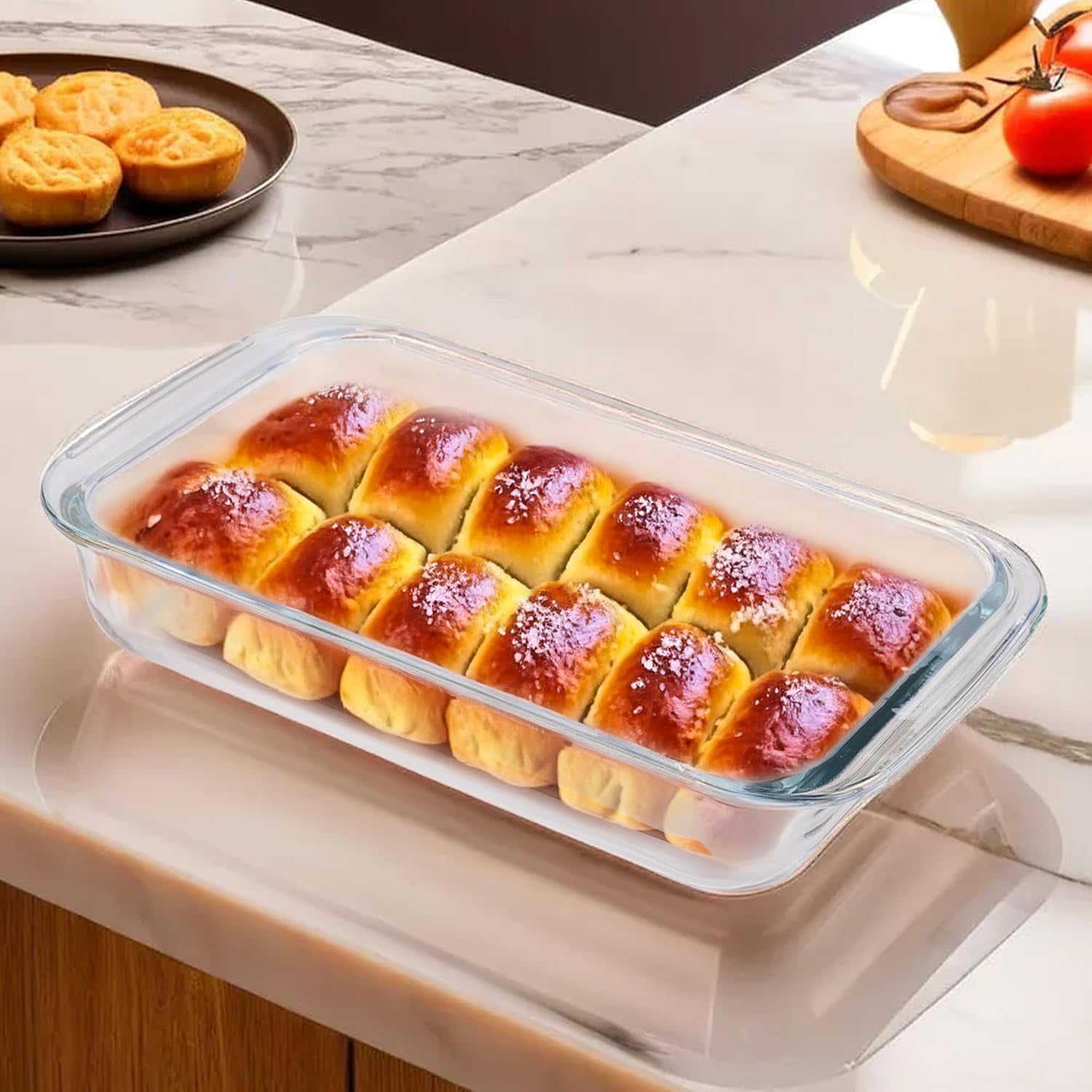 UMAI Borosilicate Glass Baking Tray 3L Transparent Microwave Oven Safe ...