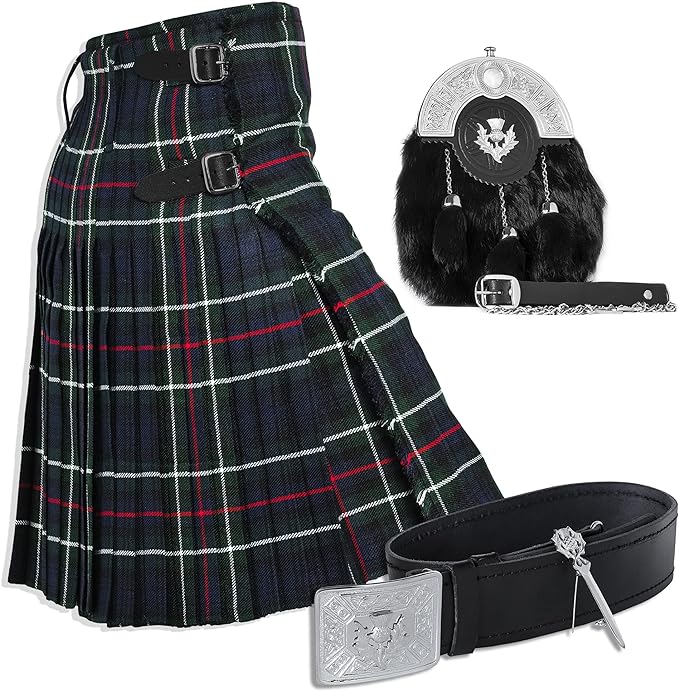 UMAM Tartan Kilt Set - 05 Pieces Kilt Accessories for Men, Scottish Outfit (Makenzie, Belly ...