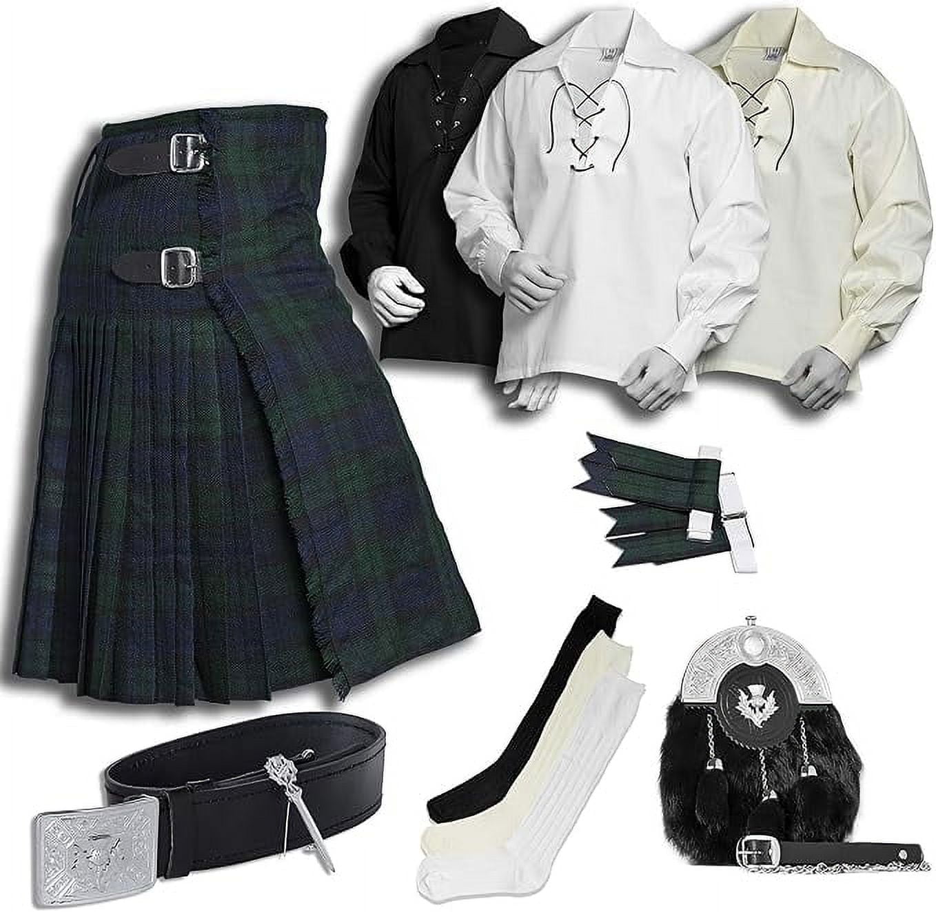 UMAM Tartan Kilt Set - 08 Pieces Kilt Accessories for Men, Scottish ...