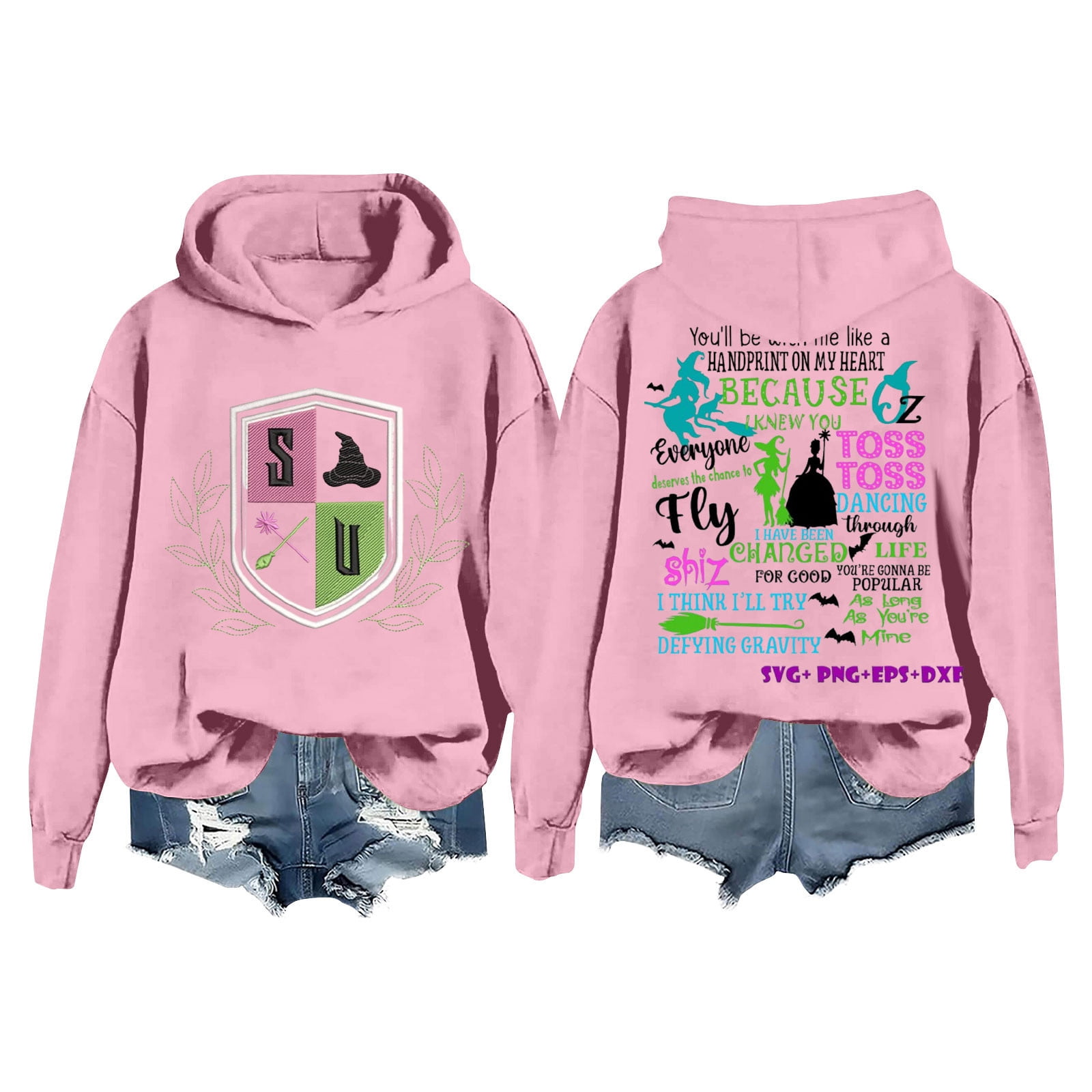 Umeng Wicked Womens Embroidered Hoodie Sweatshirt With Long Sleeves