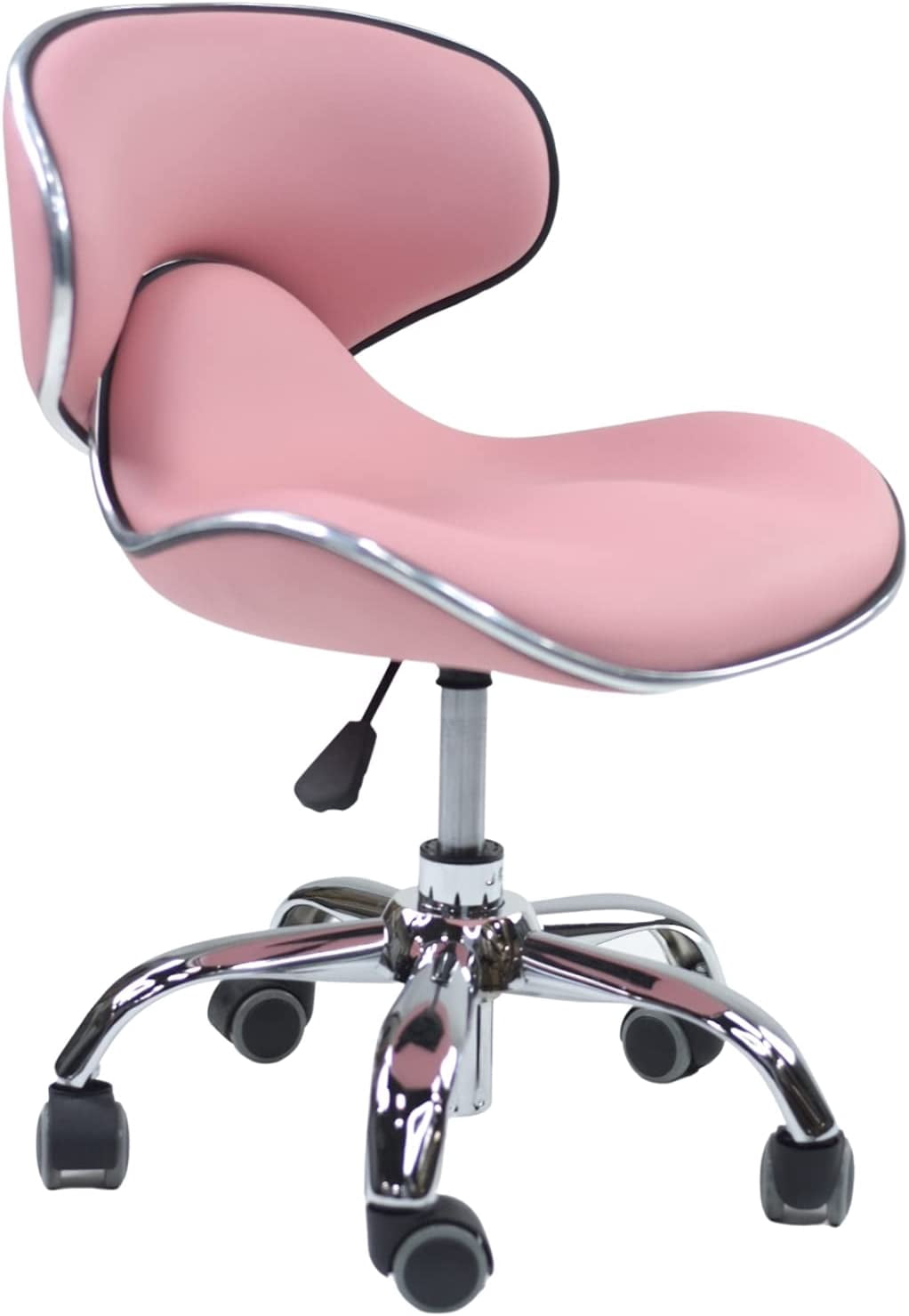 UMI Short Stool (Pink), Rolling Seat with Adjustable Height 13"-15 ...