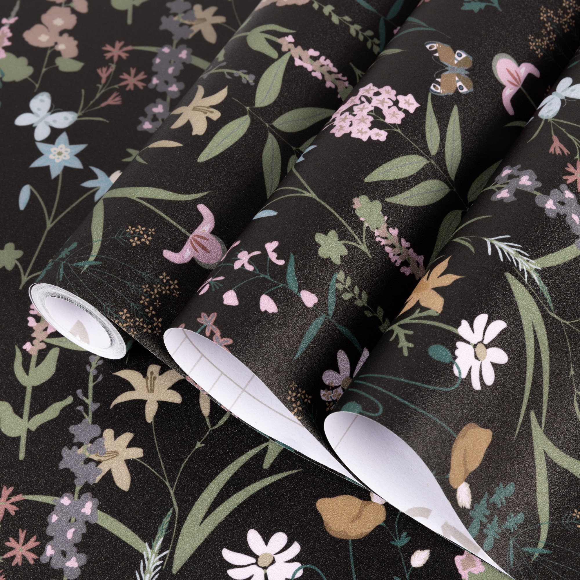 UMIGGEE Floral Wallpaper Peel and Stick Black Wallpaper Self Adhesive ...