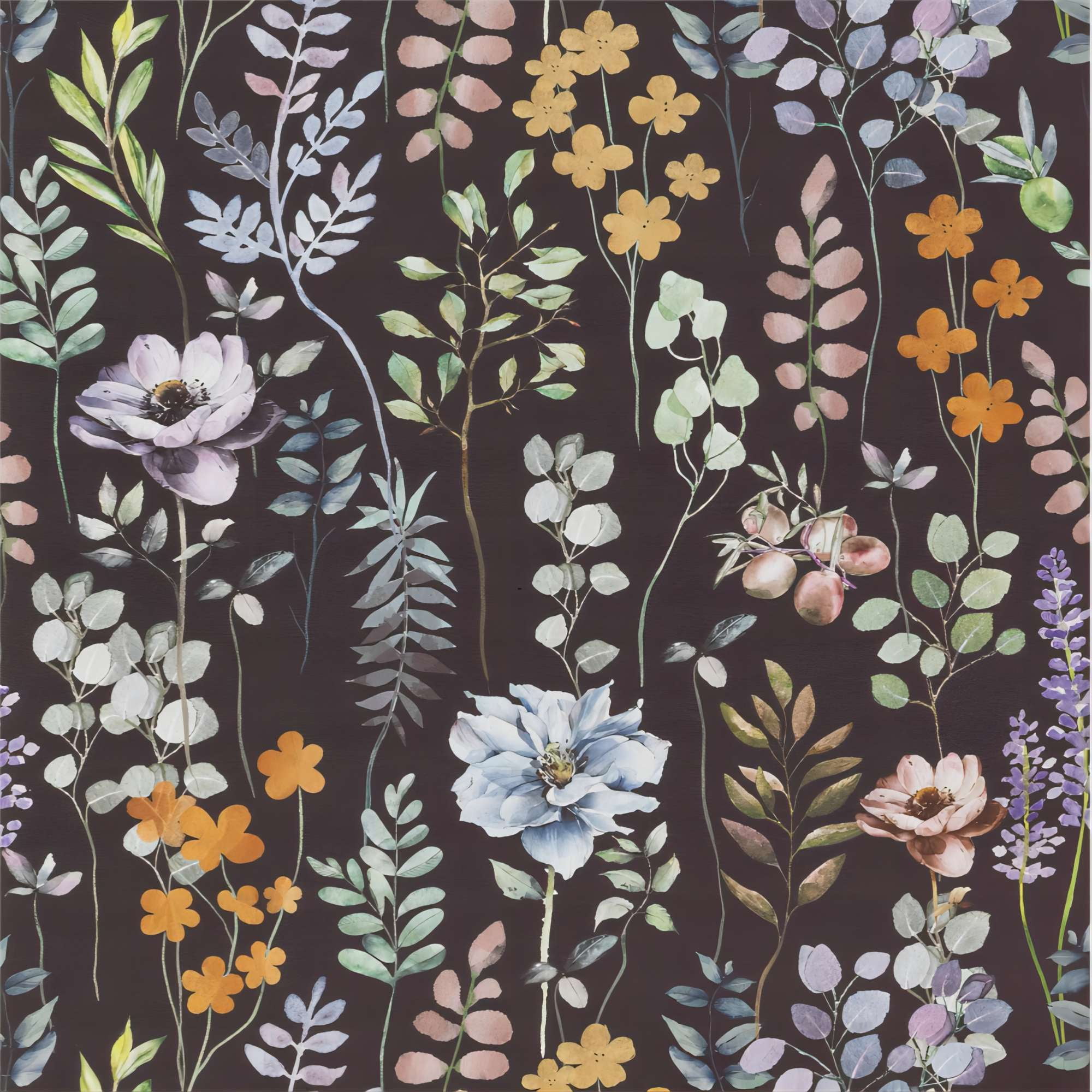 UMIGGEE Self-Adhesive Floral Wallpaper, Black, 17.7x118-in, Removable ...