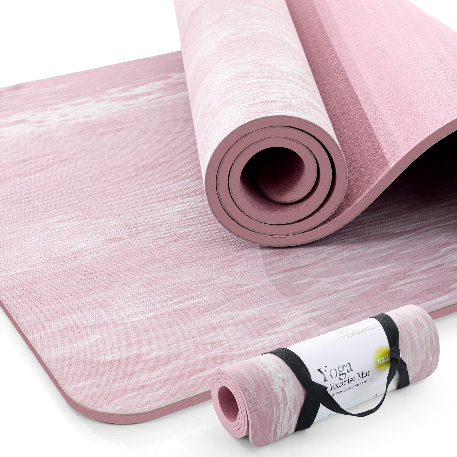 UMINEUX Extra Thick Yoga Mat, 2/5 Inch (10MM), Natural Rubber and TPE ...