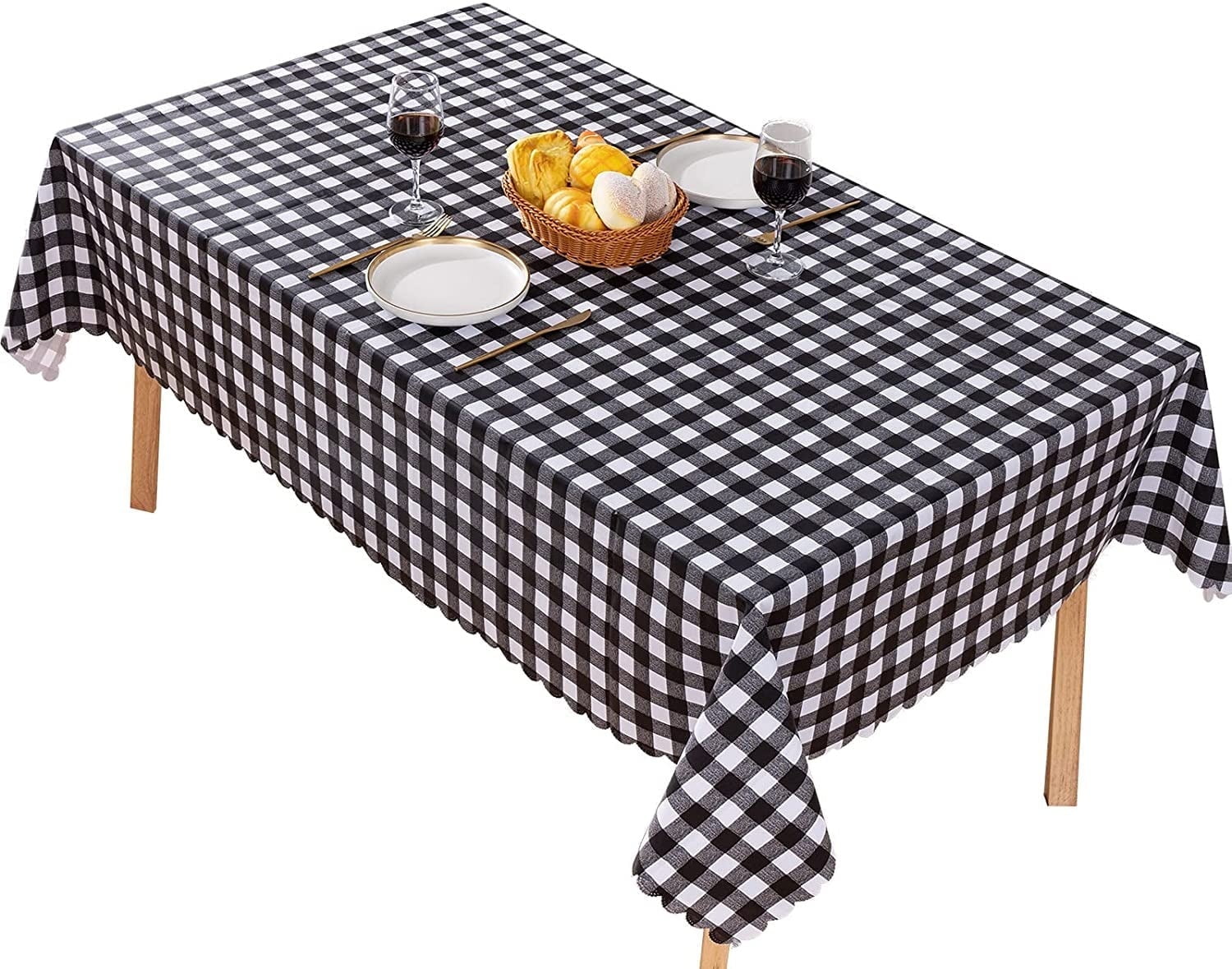 UMINEUX Rectangle Checkered Tablecloth Washable Wipeable 100% ...
