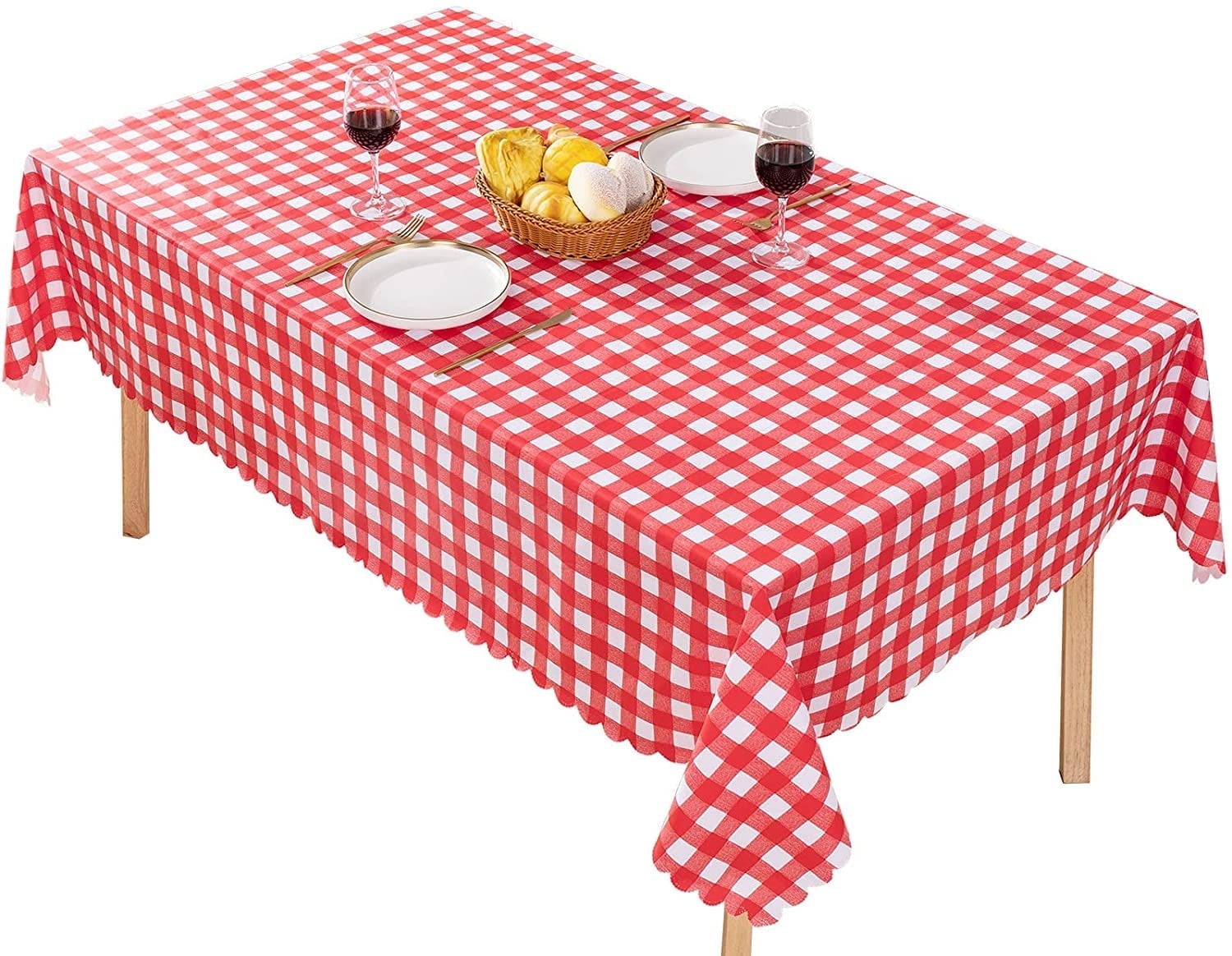 UMINEUX Rectangle Checkered Tablecloth Washable Wipeable 100% ...
