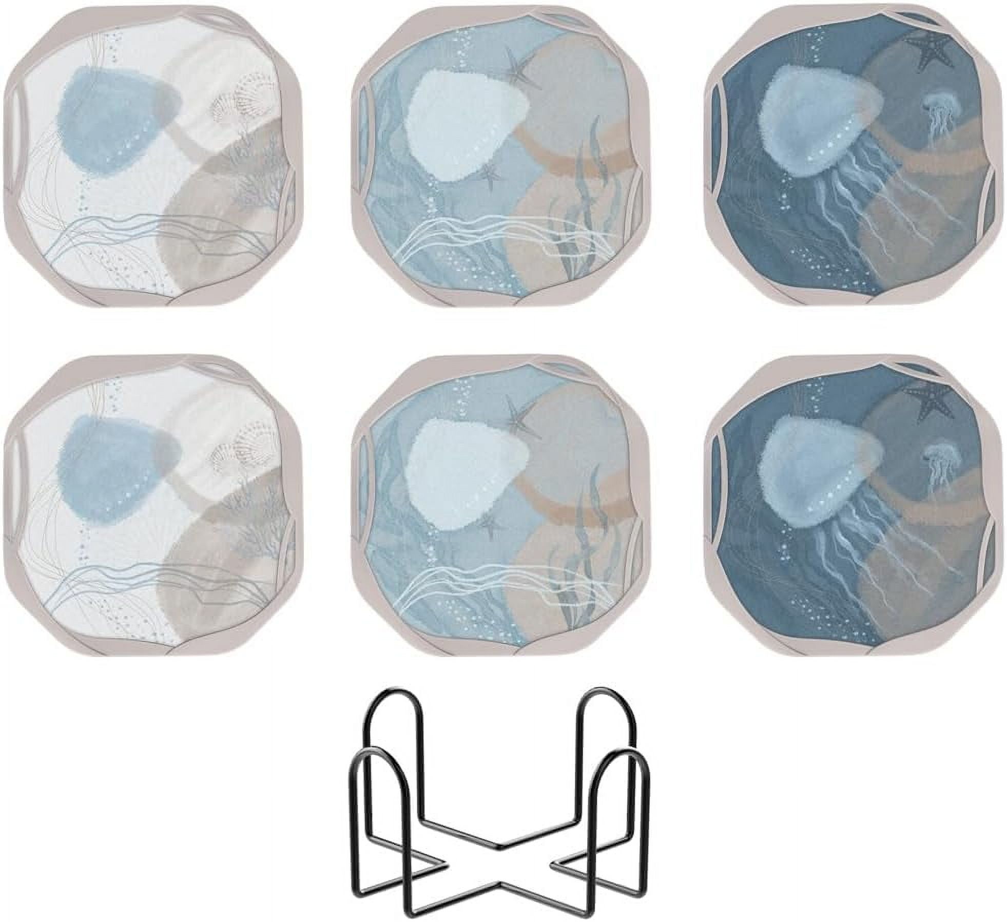 UMIRRO Absorbent Coasters for Drinks with Holder, Coastal Themed Design ...
