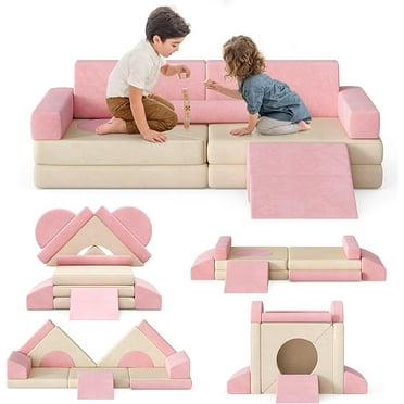 Costway Kids Modular Play Sofa 8 PCS with Detachable Cover for Playroom ...