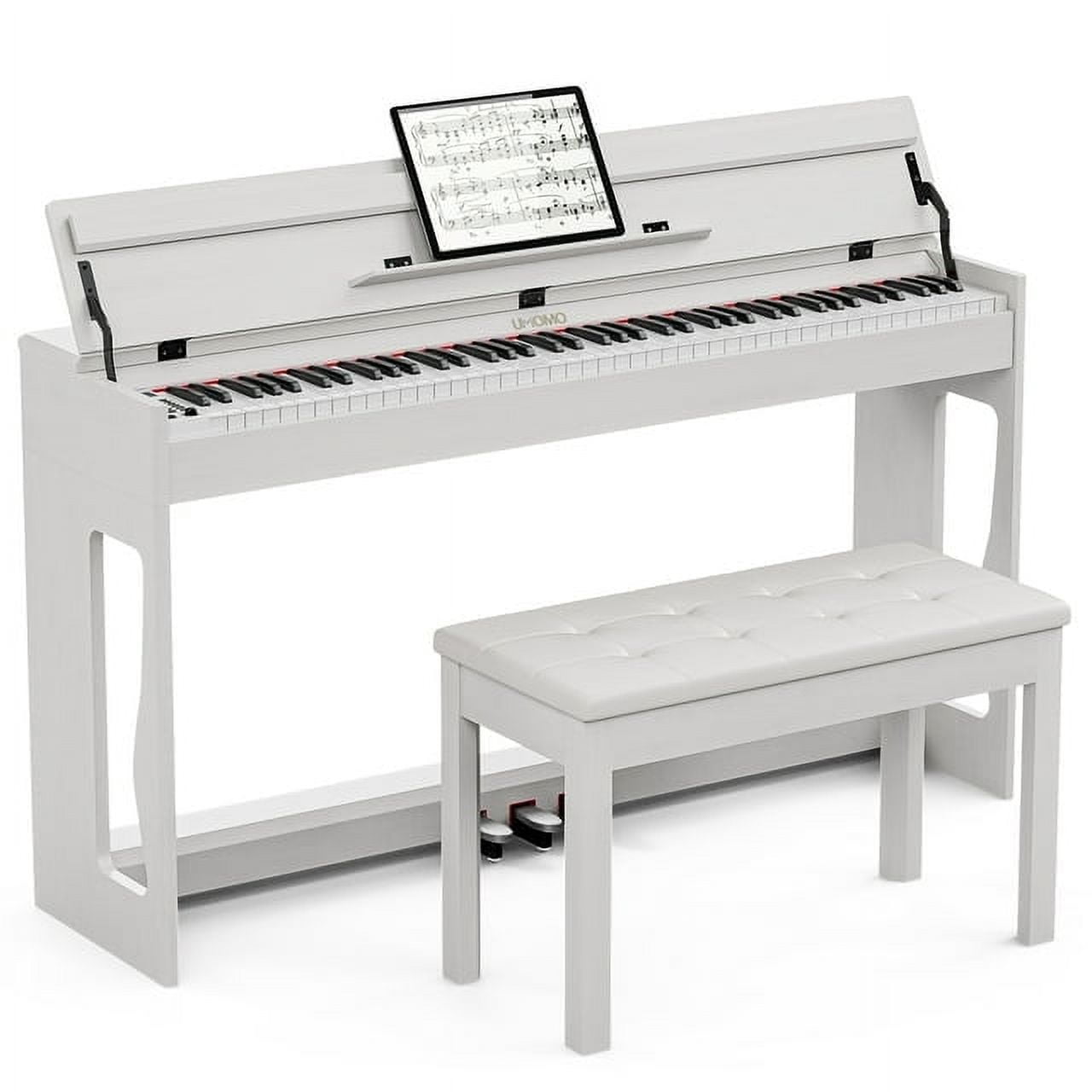 UMOMO 88 Key Weighted Digital Piano with Duet Piano Bench, Beginner ...