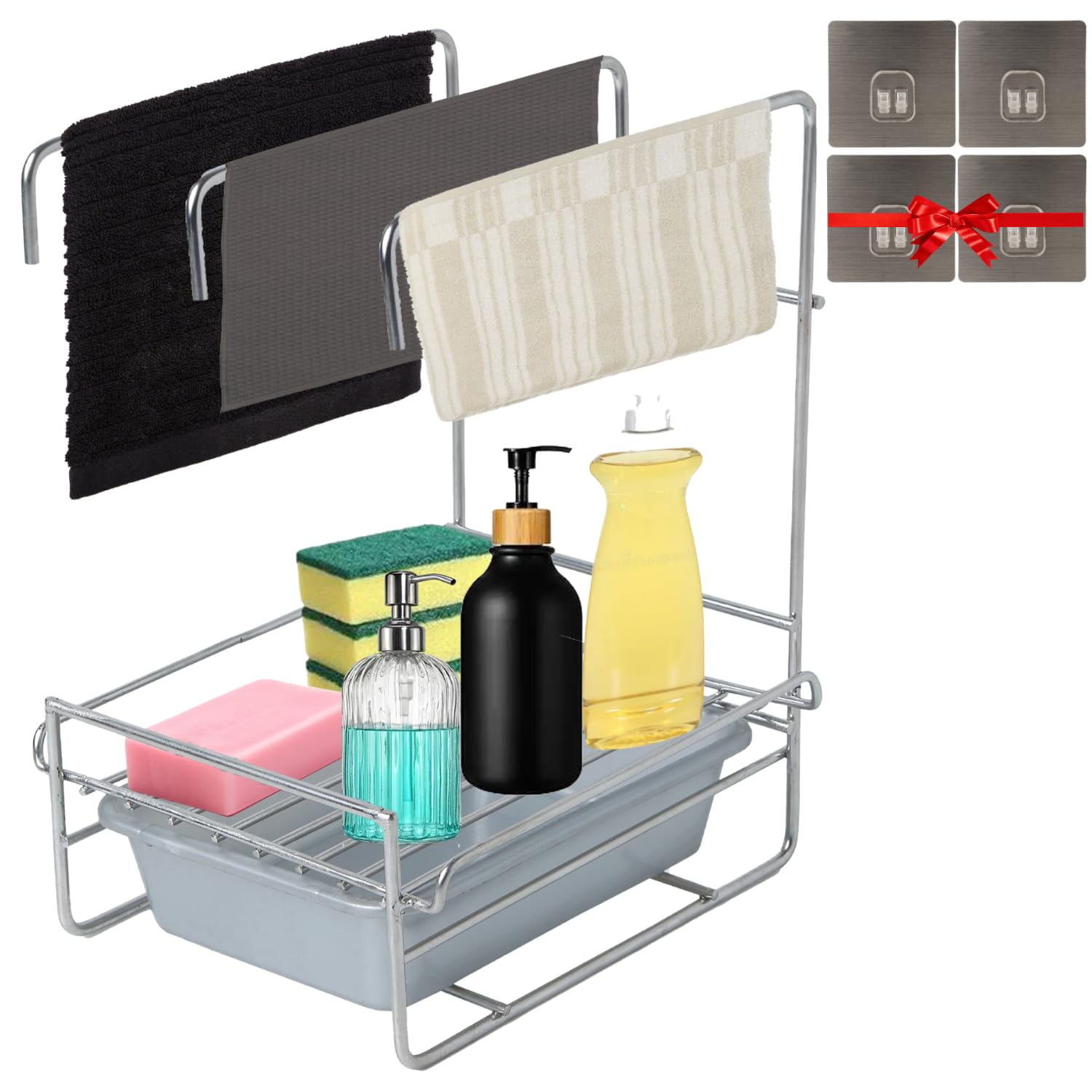 UMUN Stainless Steel Multipurpose 3 In 1 Kitchen Sink Organizer Rack ...