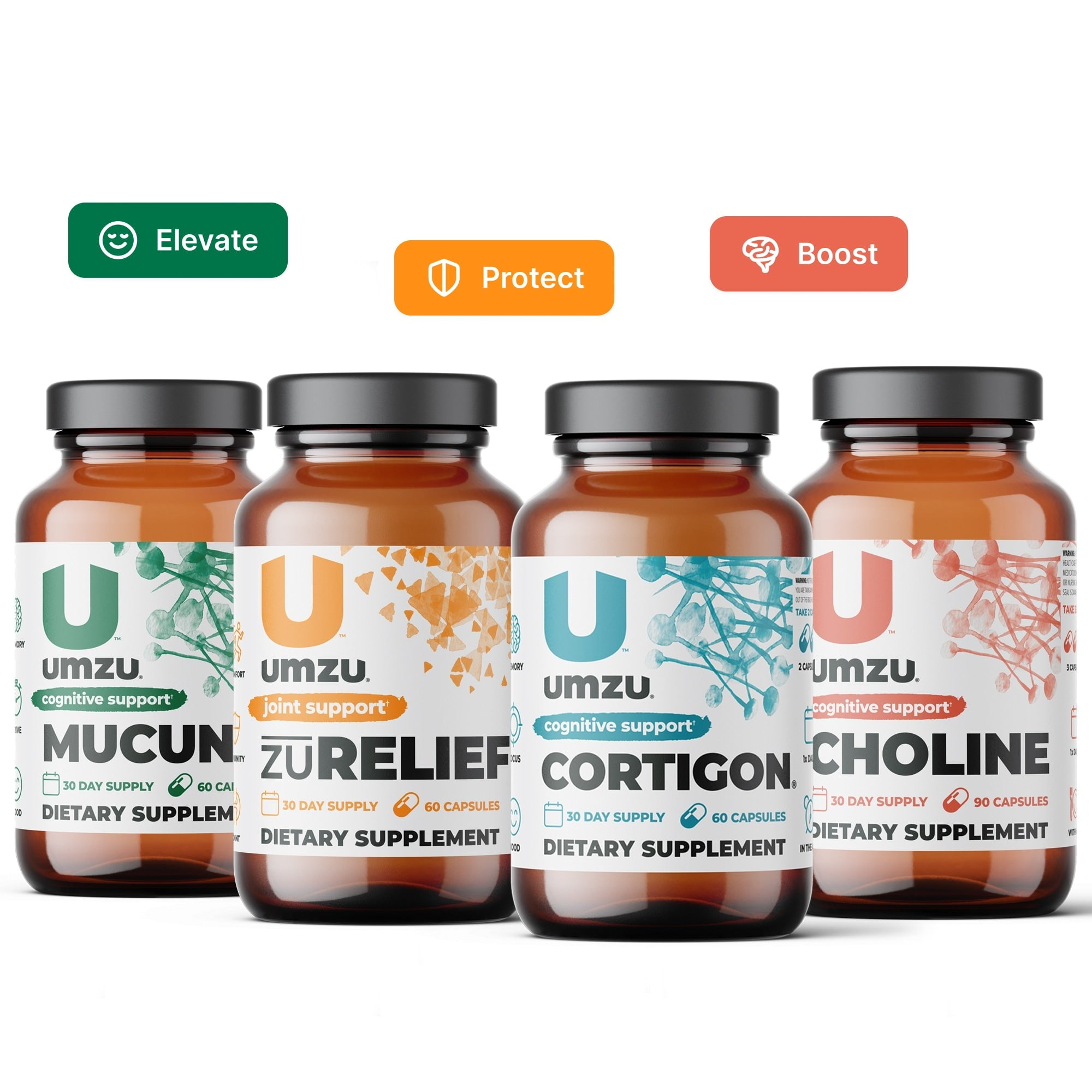 UMZU Brain Bundle: zuRelief, Mucuna Pruriens, Cortigon & Choline ...