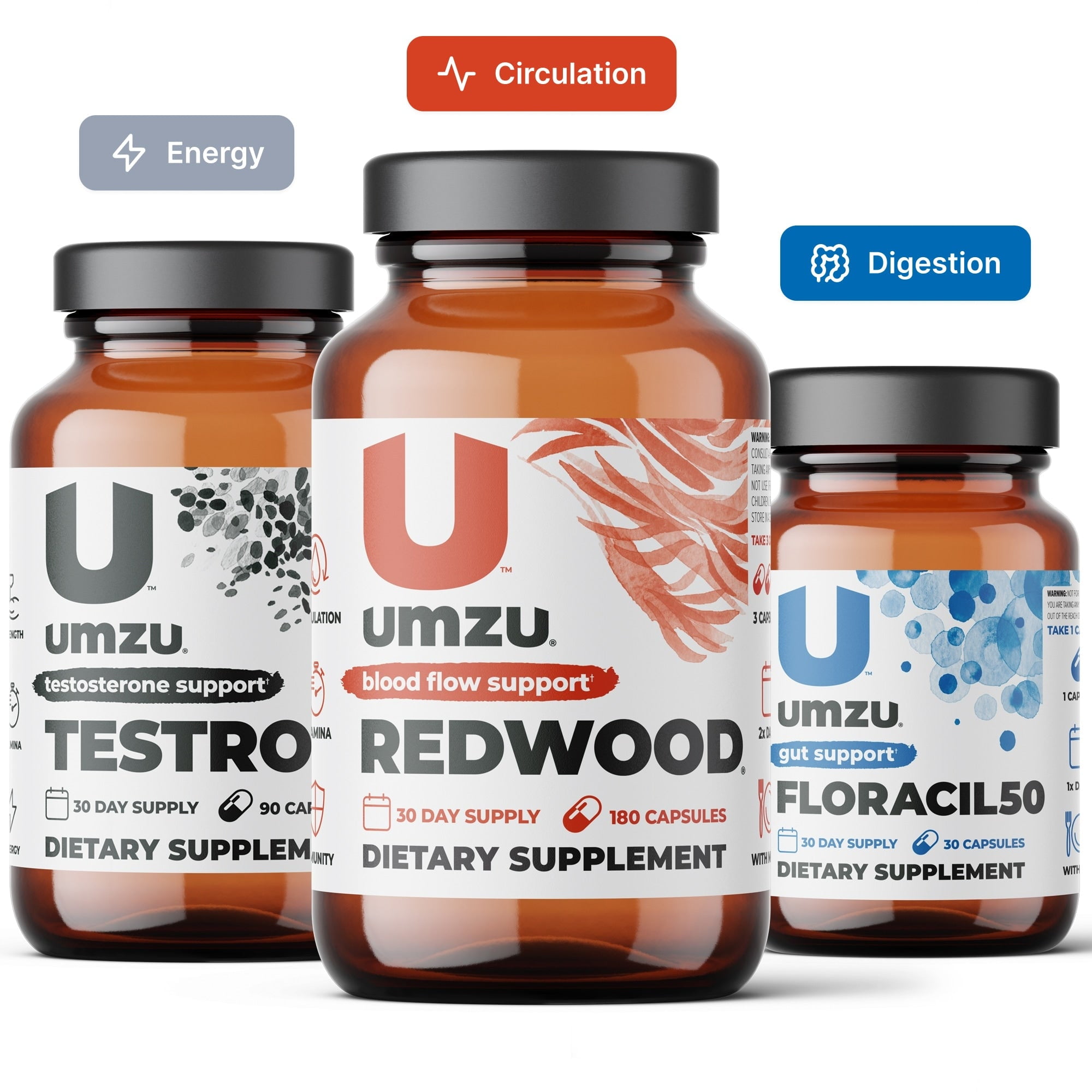 UMZU Male Vitality Optimization Bundle: Redwood, Testro-X & Floracil50 ...