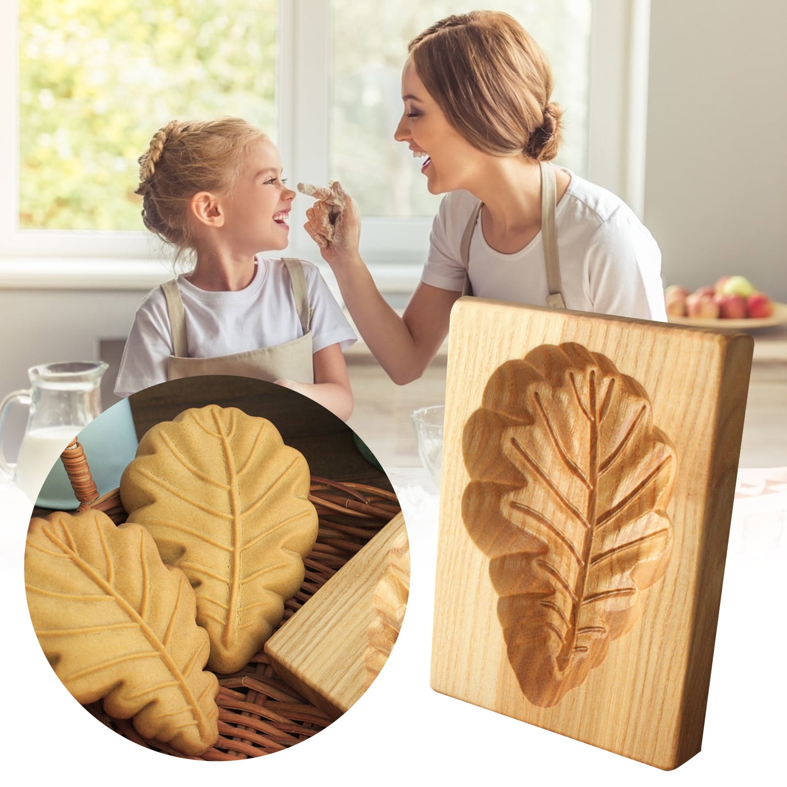 UMfun 2021 Wooden Cookie Molds for Baking,Cookie Cutter Shortbread Bake ...