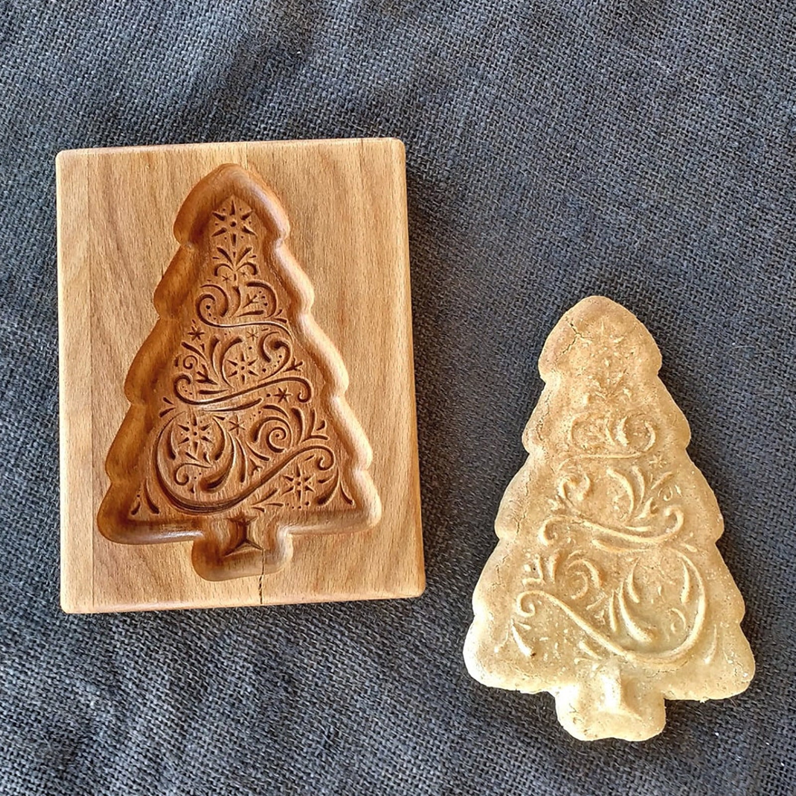 UMfun 2021 Wooden Cookie Molds for Baking,Cookie Cutter Shortbread Bake ...