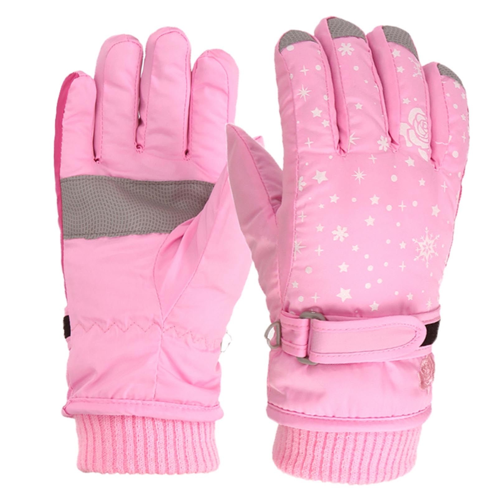 UMfun Toddler Girls Boys Snow Gloves Kids Ski Winter Gloves Rose ...