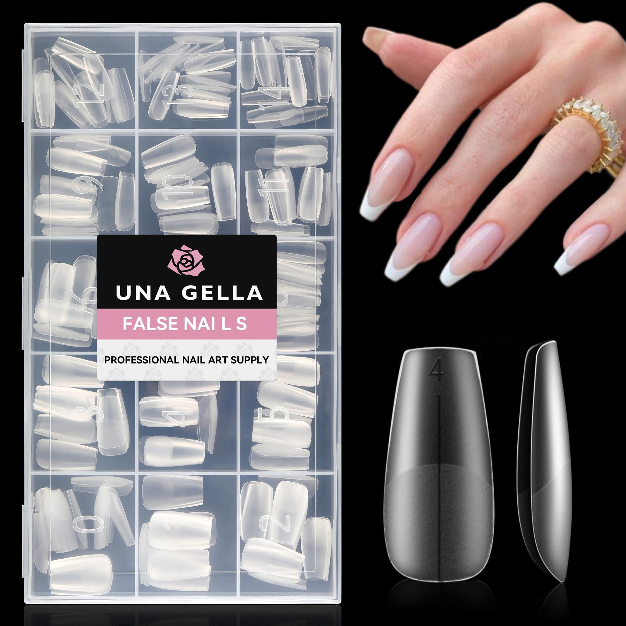 UNA GELLA Coffin Nails Tips Pre-buff Soft Gel x Nail Tips Matte Medium ...