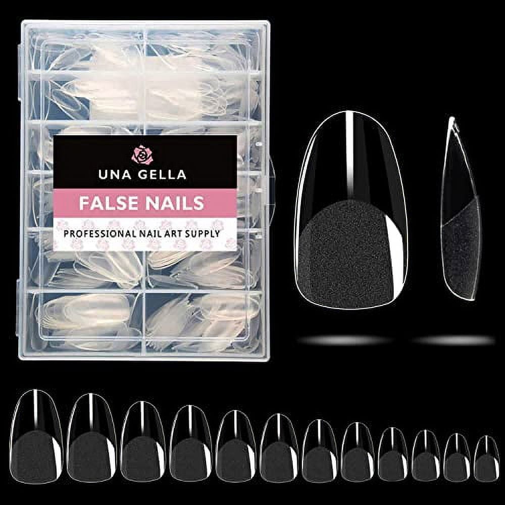 UNA GELLA Round Fake Nails Pre-shape 216pcs Oval Gel Nail Tips Round ...