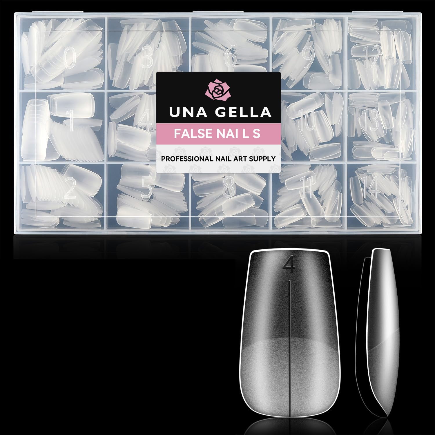 UNA GELLA Short Coffin DHF10 Gel Nails Tip Pre-shaped Surface 504Pcs ...