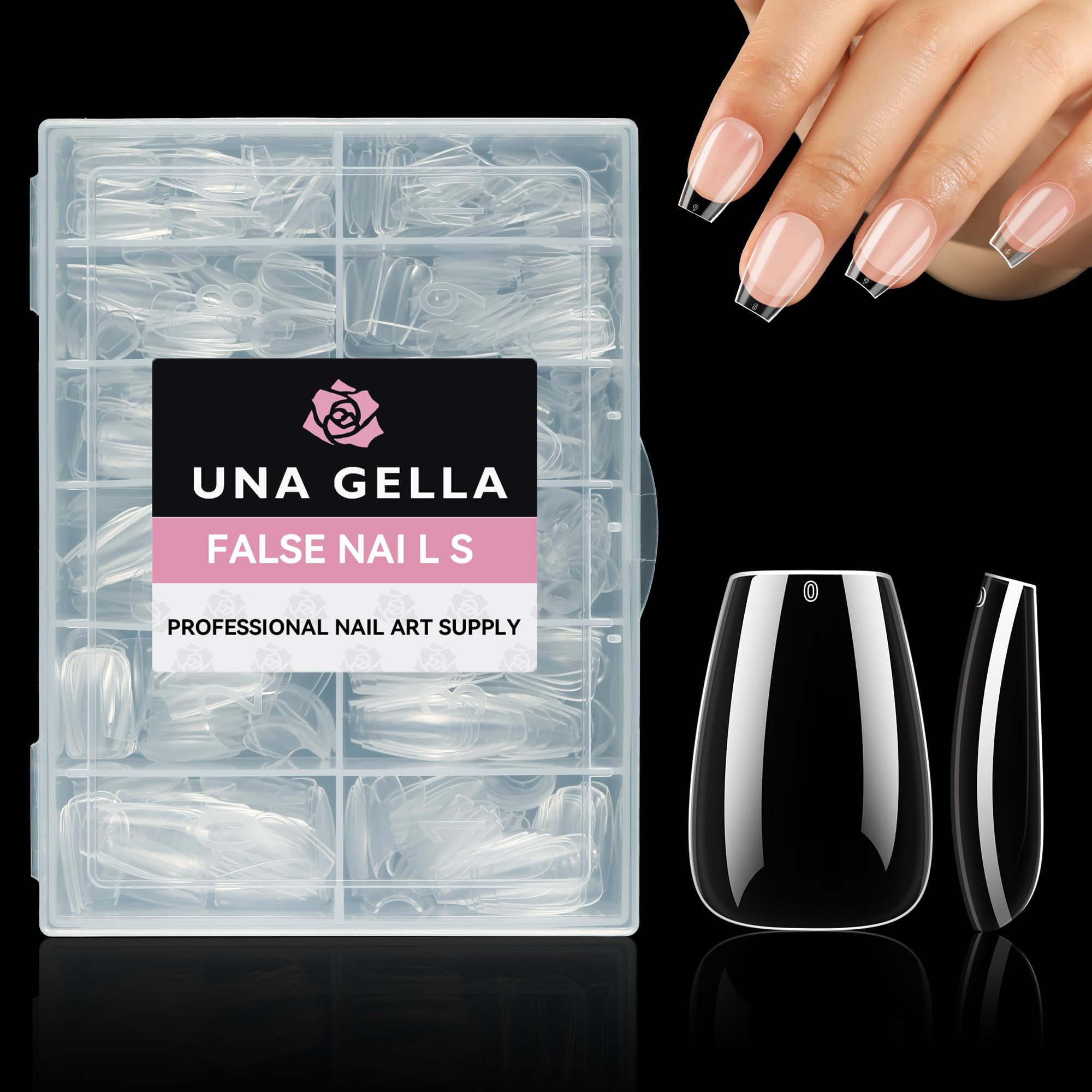 Una Gella Short Coffin Nail Tips 504pcs Short Coffin Gel X Nail Tips 12