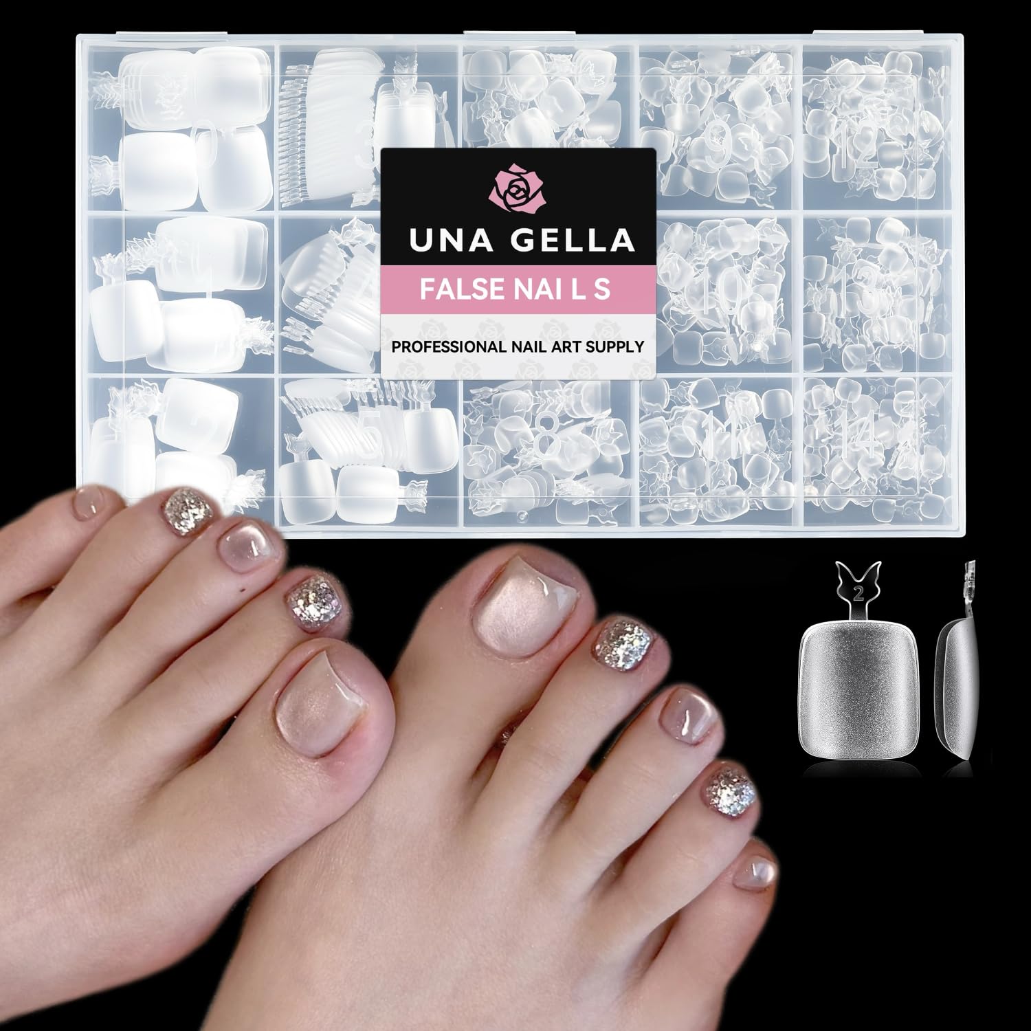 UNA GELLA Toe Nail AIF9 Tips 504Pcs - Full Cover Matte Squavol Toe ...