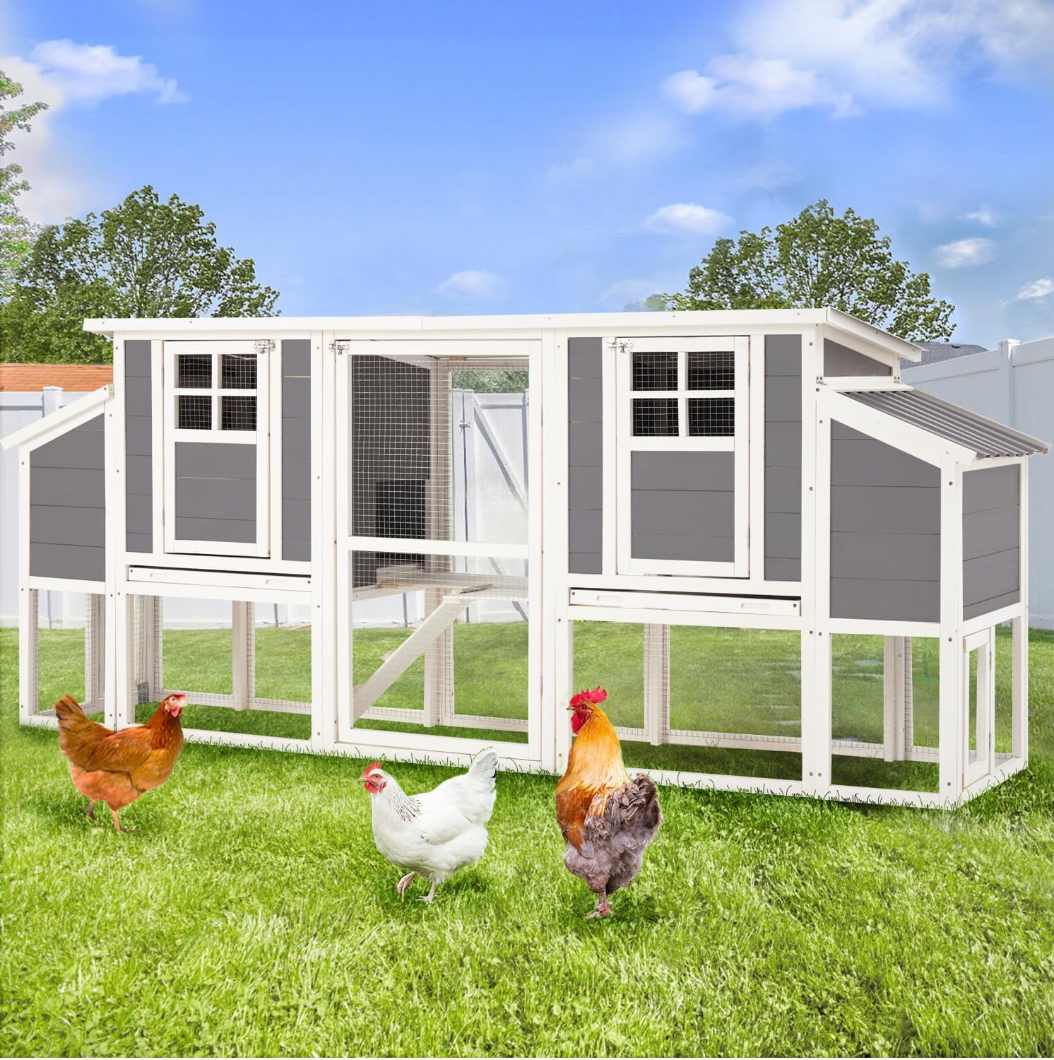 UNBRAND 98'' Extra Large Chicken Coop for 6-8 Chickens with Run, Wood ...