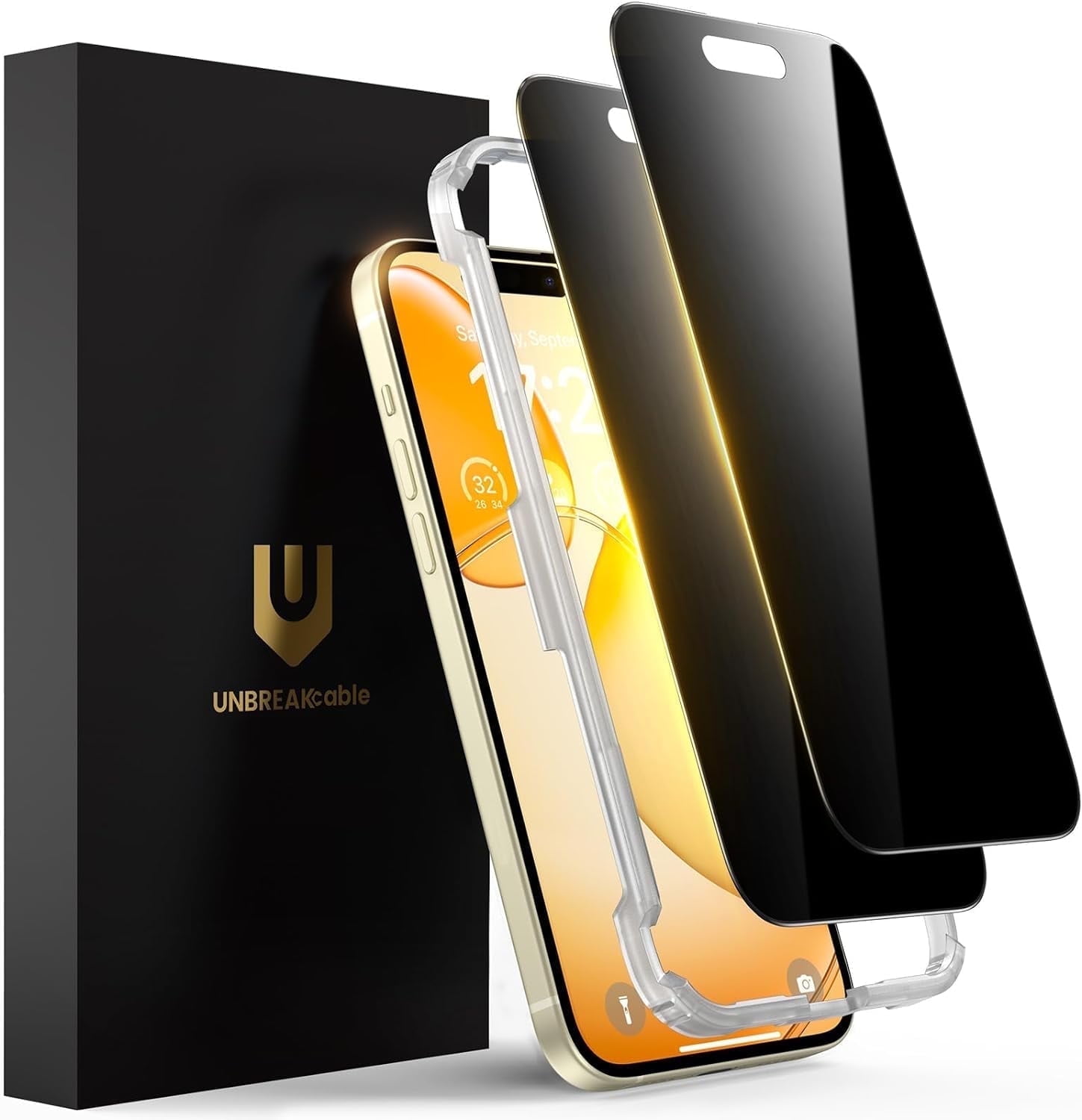 UNBREAKcable Privacy Screen Protector for iPhone 15, 9H Tempered Glass ...