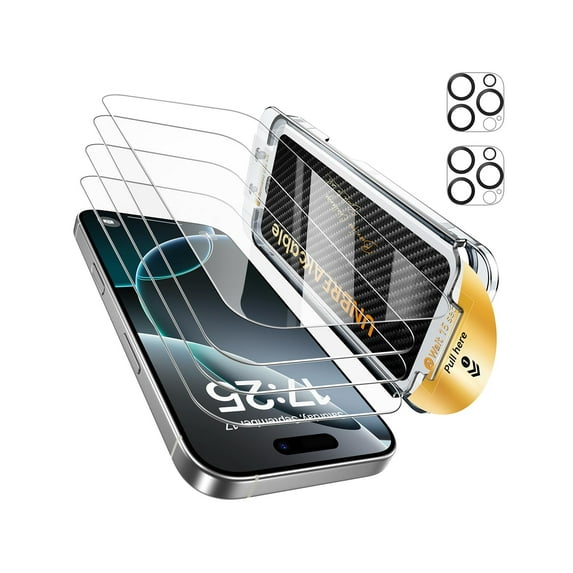 UNBREAKcable for iPhone 16 Pro Screen Protector 4+2 Pack [9H+ Military ...