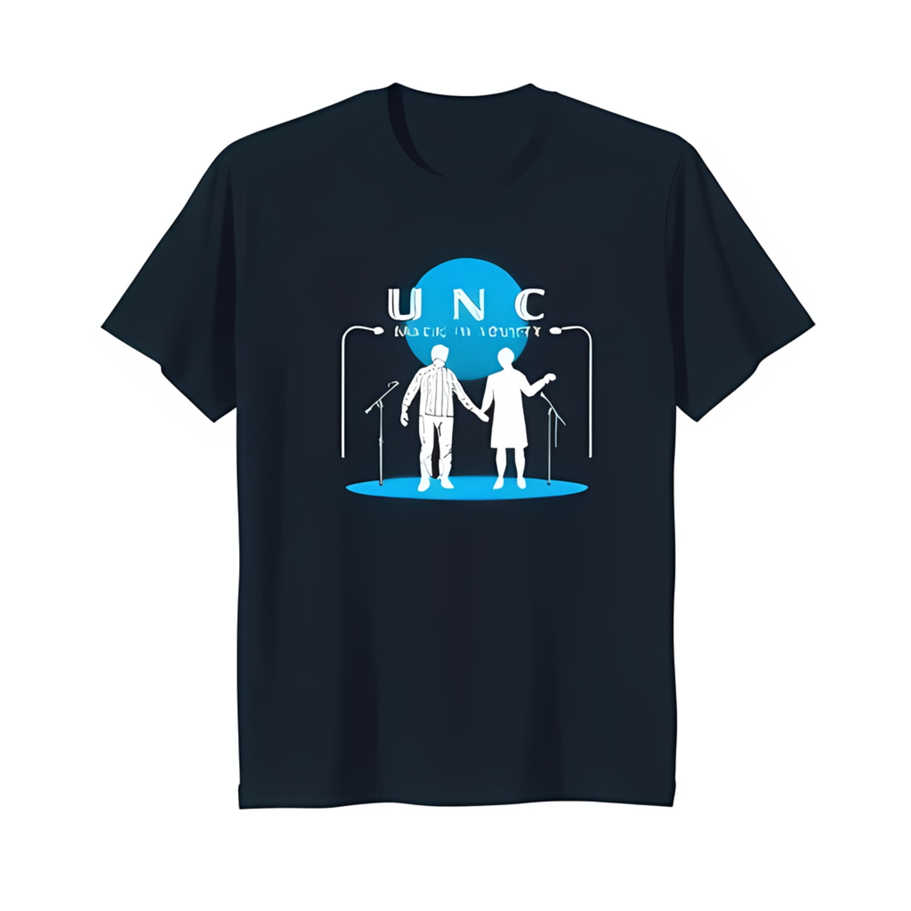 UNC Band Inspired Dark Blue T-Shirt with Bold White Design & Stick ...