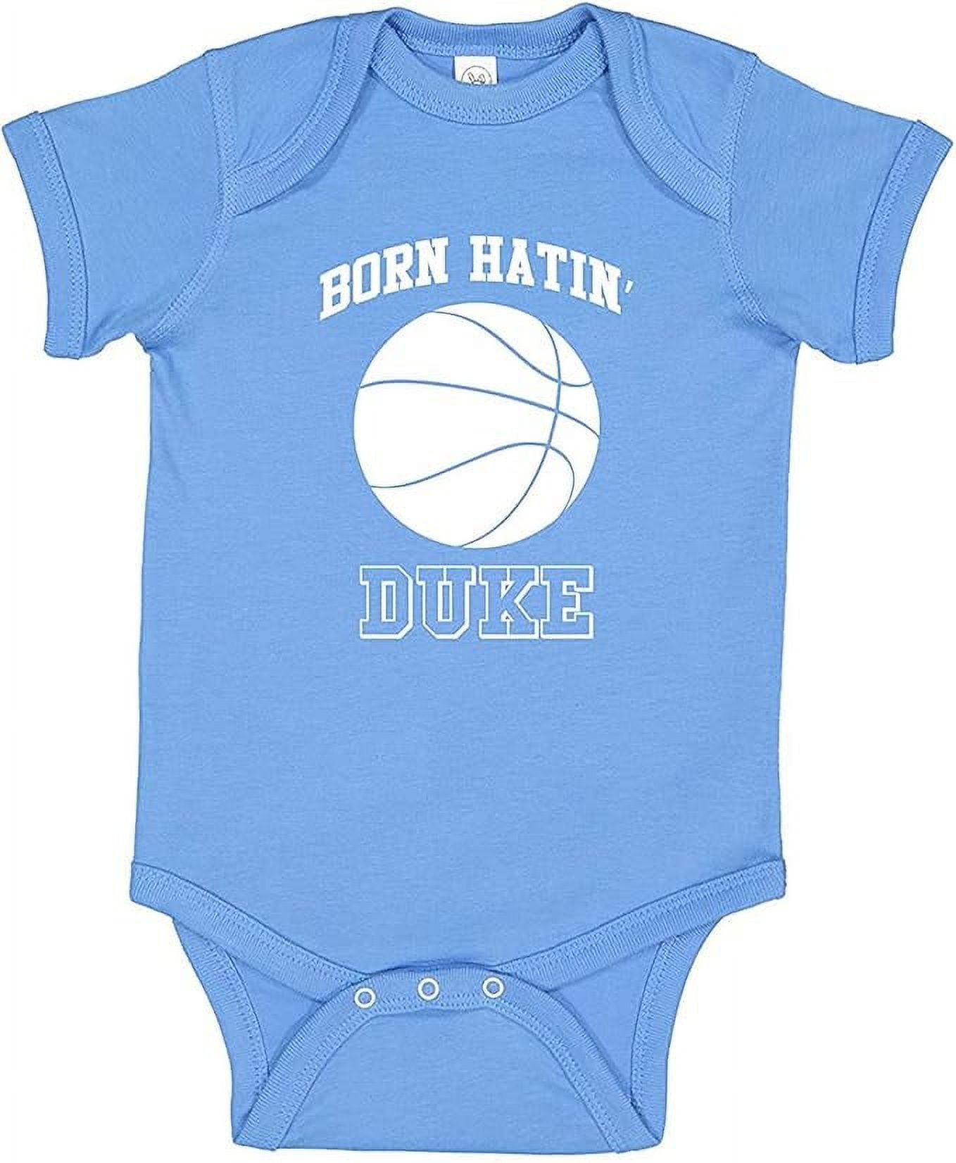 UNC Fan Born Hatin' Duke Baby Bodysuit - Carolina Blue (Newborn ...
