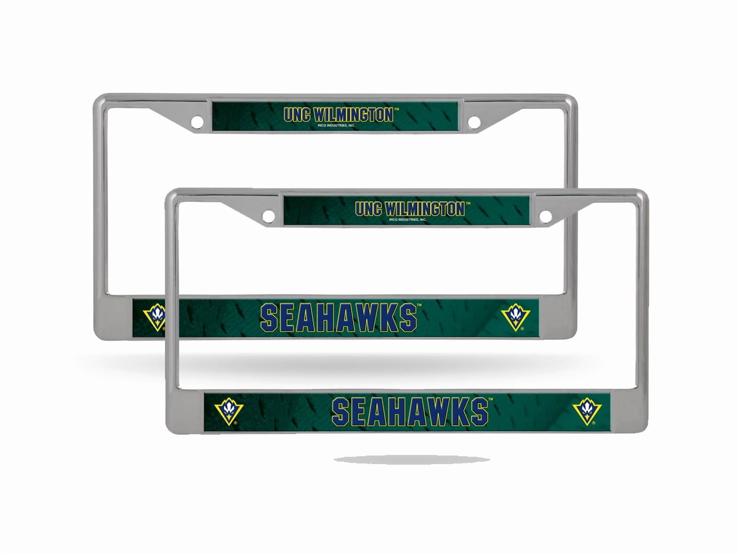 UNC Wilmington Seahawks Chrome Metal License Plate Frame - Set of 2 ...