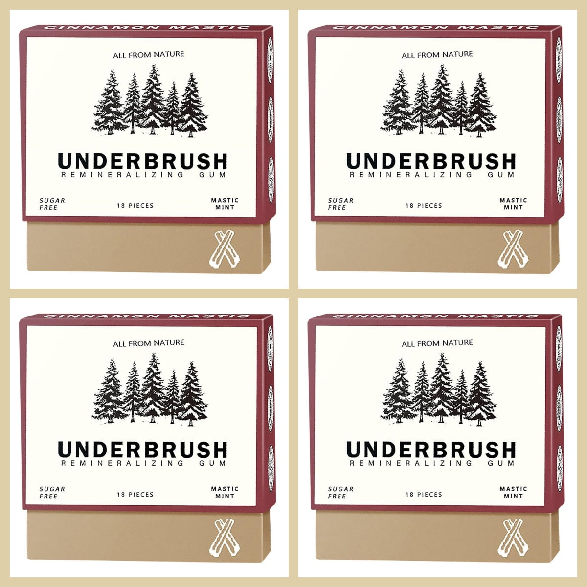 UNDERBRUSH GUM - CINNA MASTIC, 4PC Organic Remineralizing Chewing Gum ...