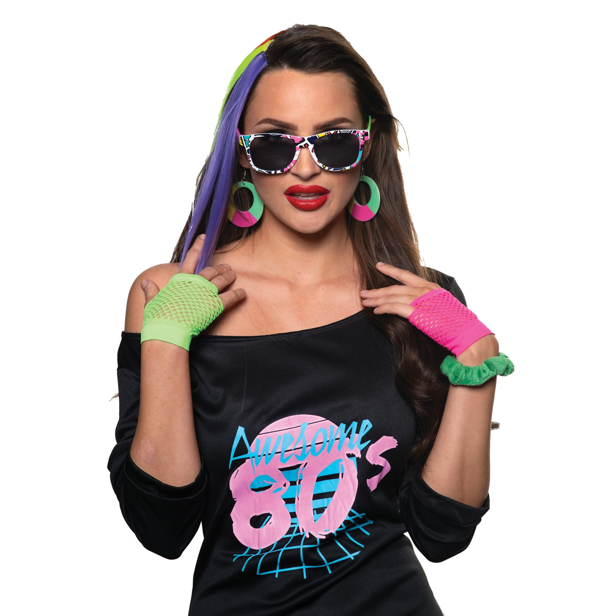 UNDERWRAPS 80s Neon Costume Accessories - Womens Decade Halloween ...