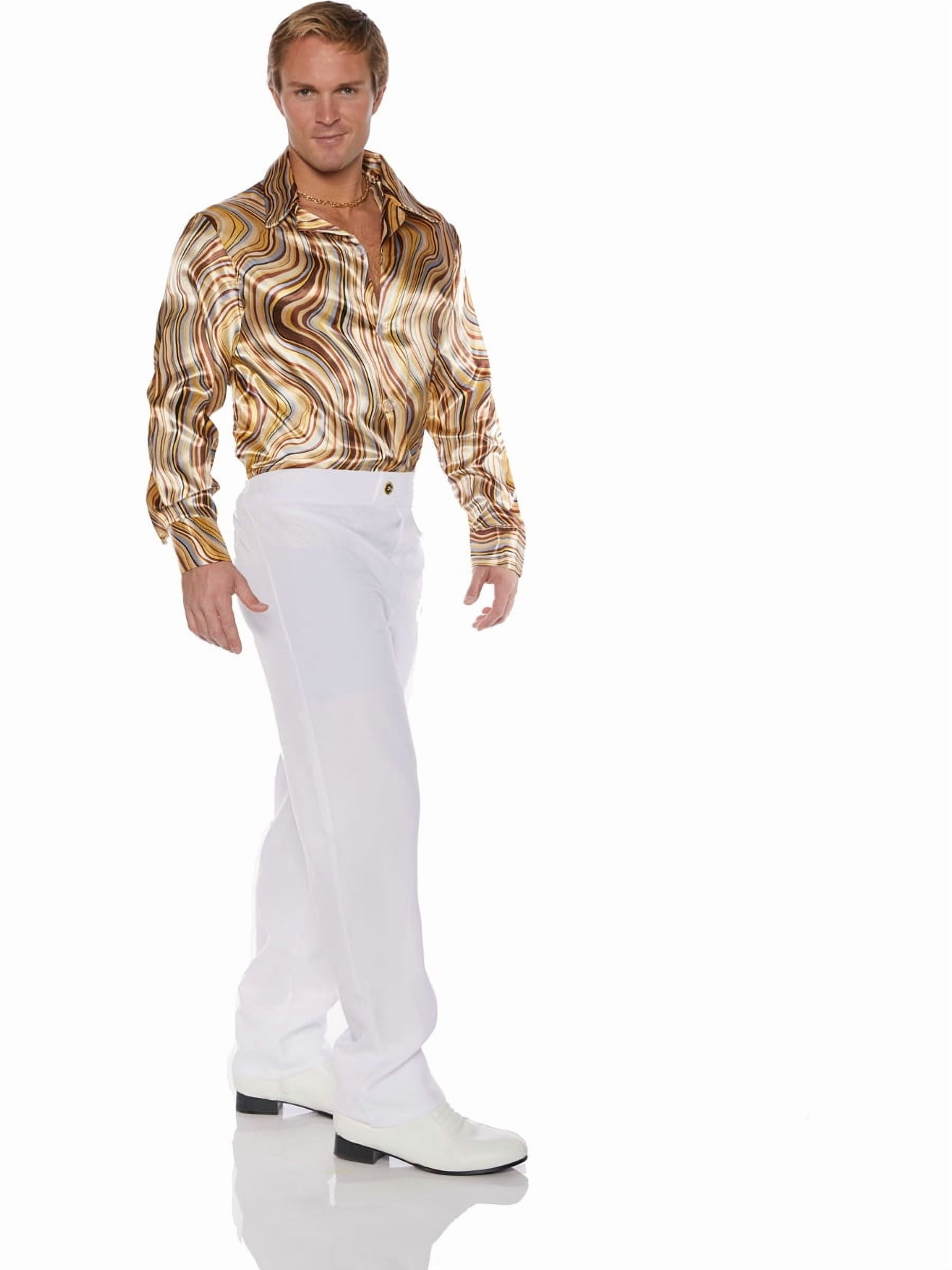 UNDERWRAPS Men's Retro Disco Costume Shirt-Multicolor Swirls, Orange ...
