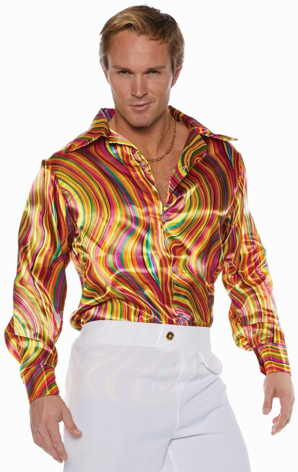 Men's Multi-Color Swirls 70s Disco Costume Shirt X-Large 48 - Walmart.com