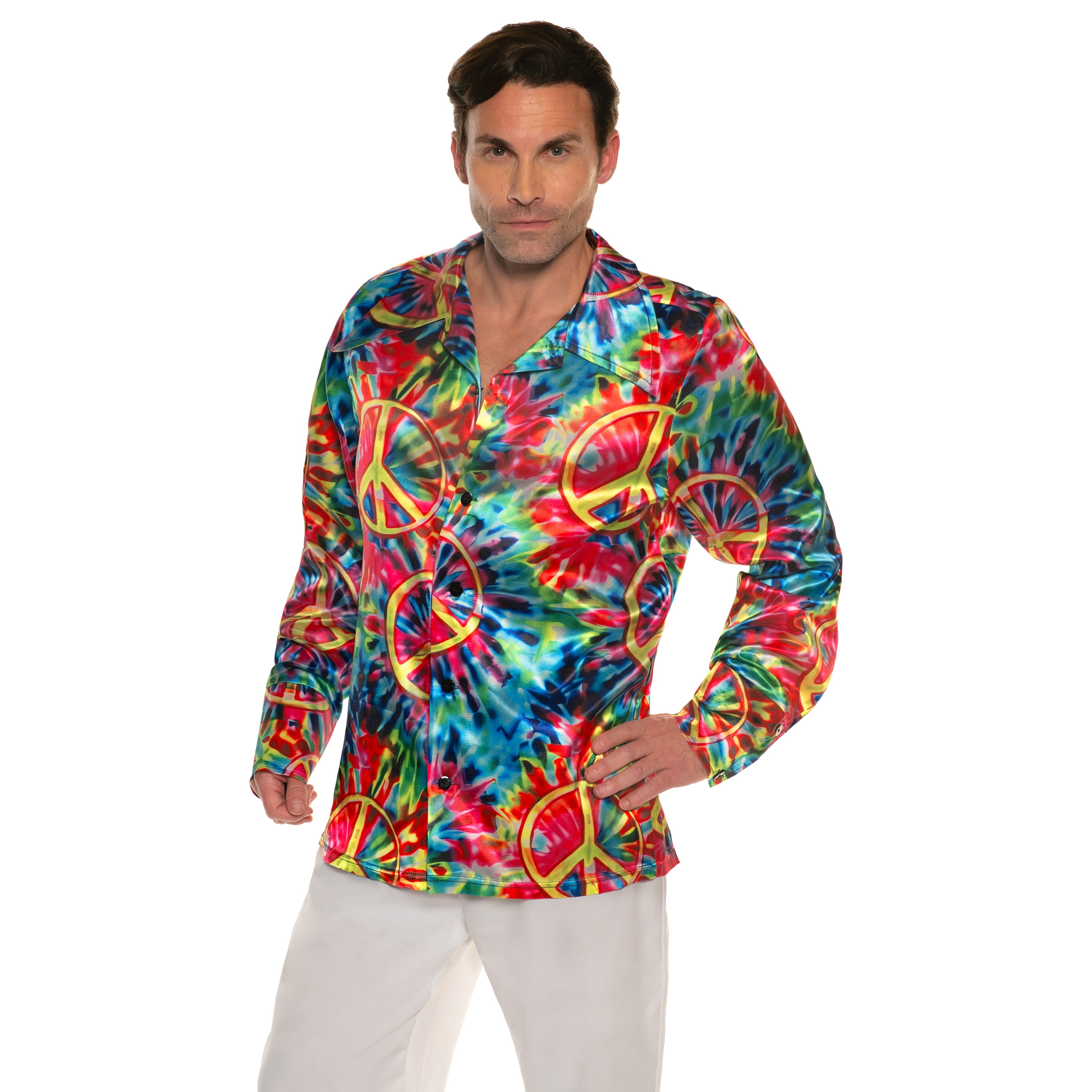 UNDERWRAPS Mens 60s Tie Dye Shirt - Mens Short Sleeve, Disco Outfit ...