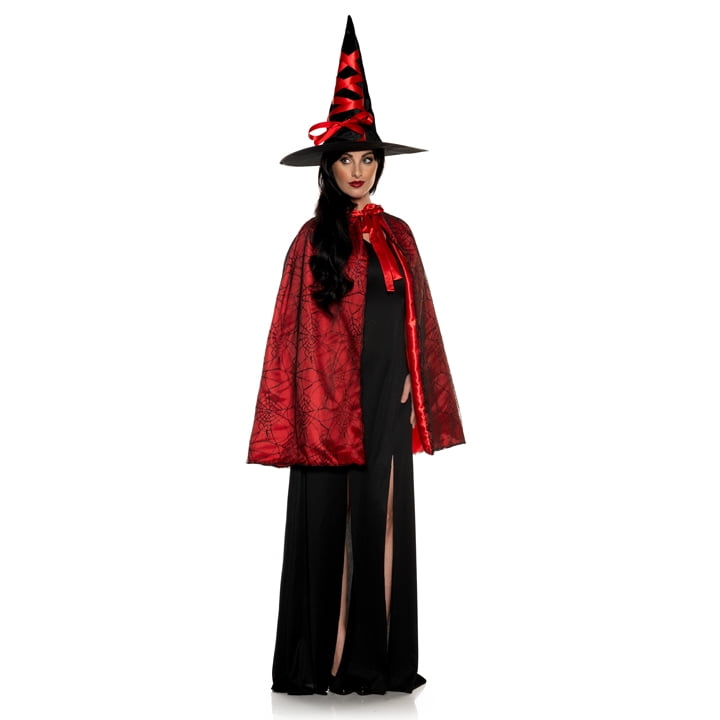 UNDERWRAPS Witch Cape Hat Set - Red Witch Cape for Halloween Costume ...