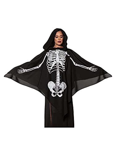UNDERWRAPS Women's Skeleton Printed Poncho - Halloween Costume ...